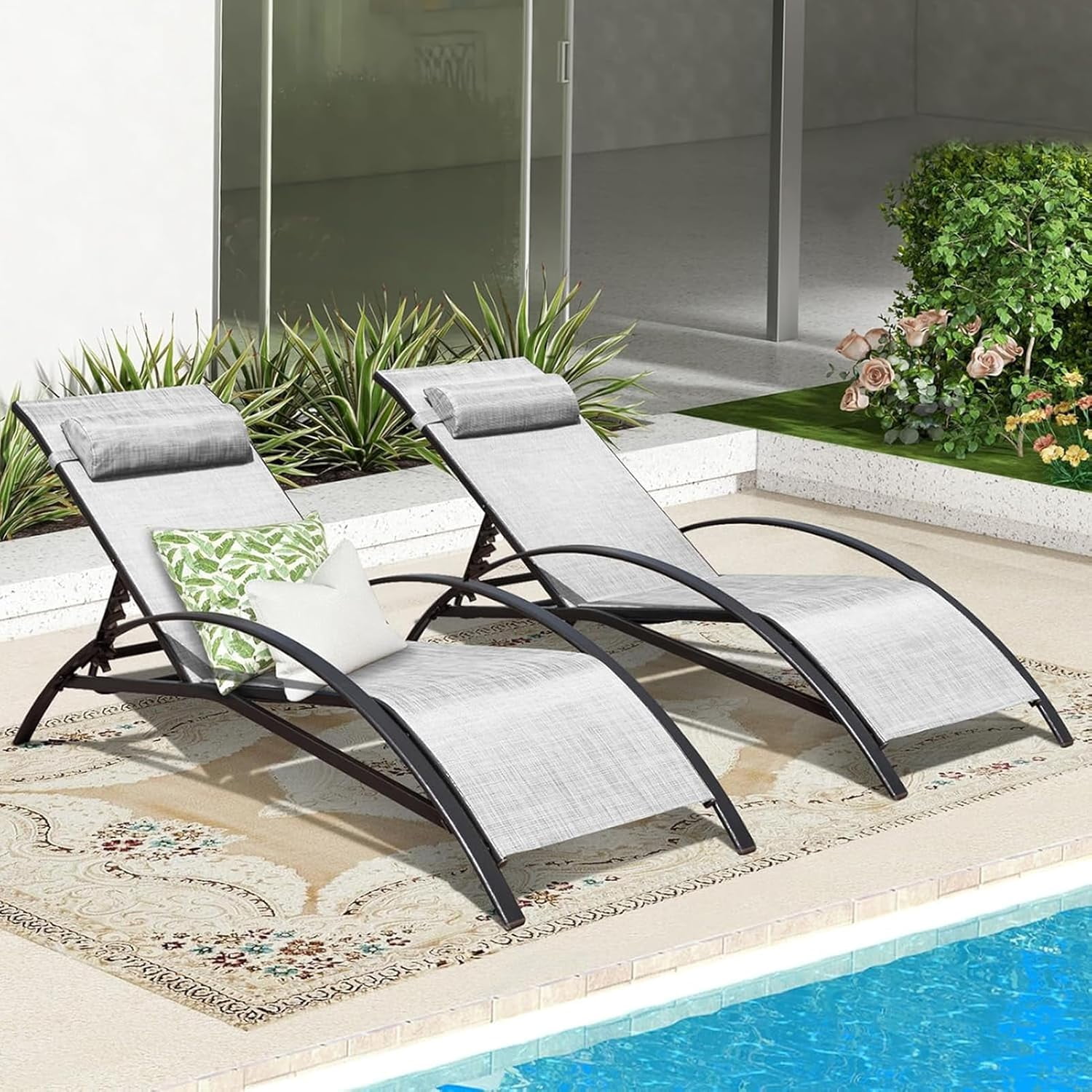 EROMMY Patio Chaise Lounge, Outdoor Lounge Chair for Beach Pool ...
