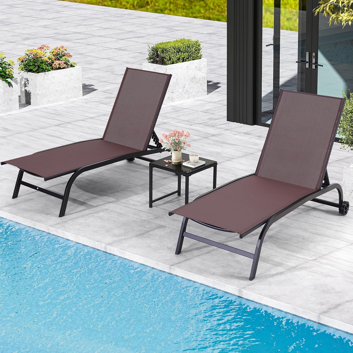 EROMMY Patio Chaise Lounge, Outdoor Lounge Chair for Beach Pool ...