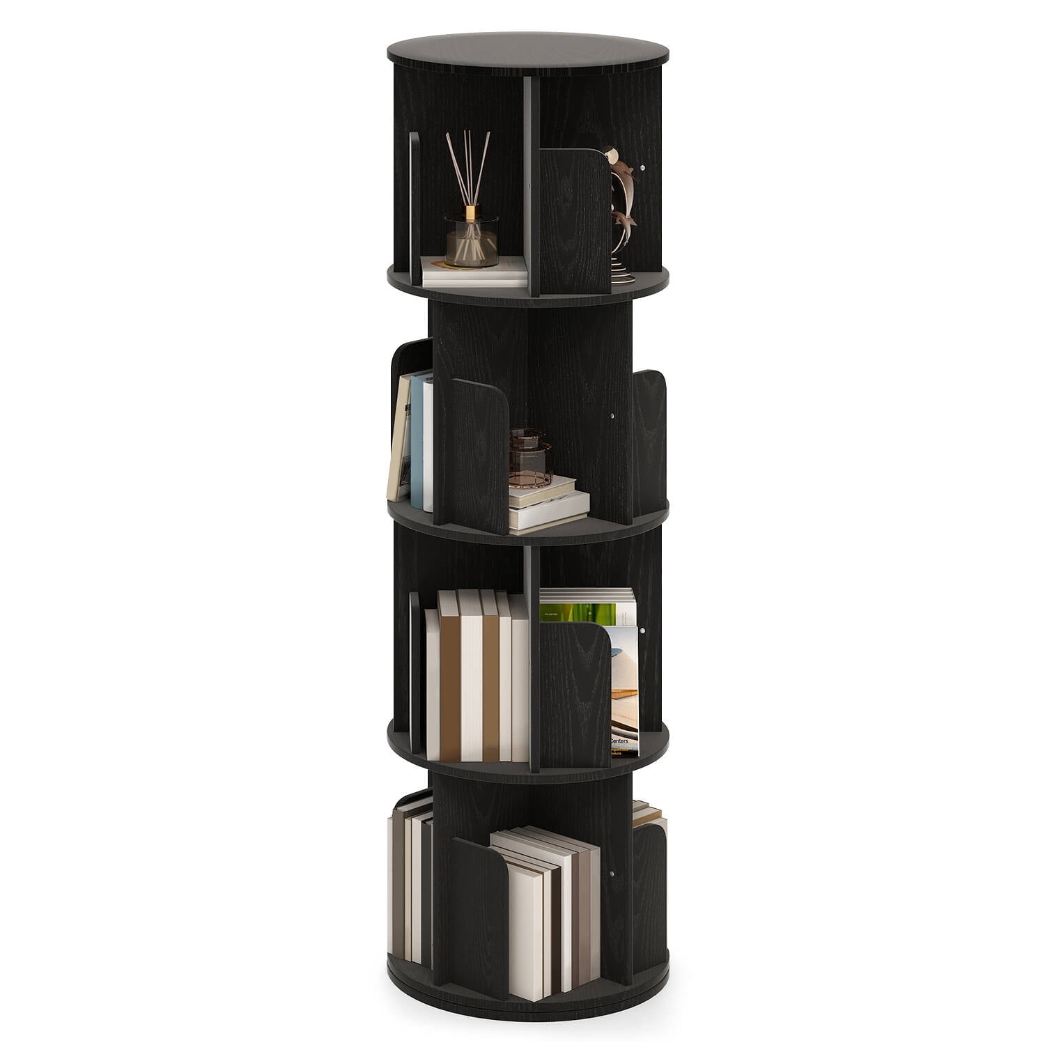 EROMMY Rotating Bookshelf, 4 Tier Spinning Bookshelf Tower, 360 ...