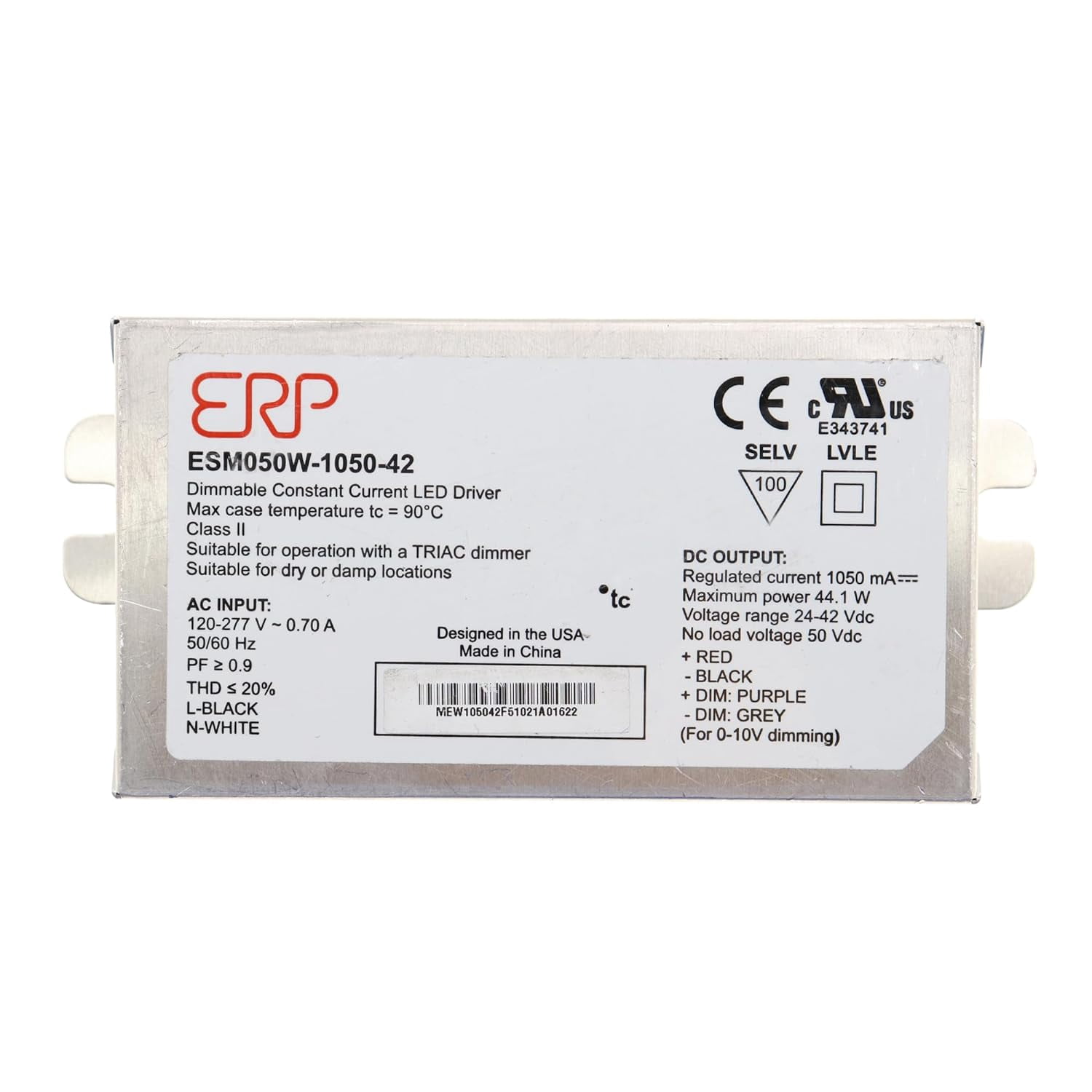 ERP POWER ESM050W-1050-42 ESM050 Series 44.1 W 1050 mA 42 V Output Max ...