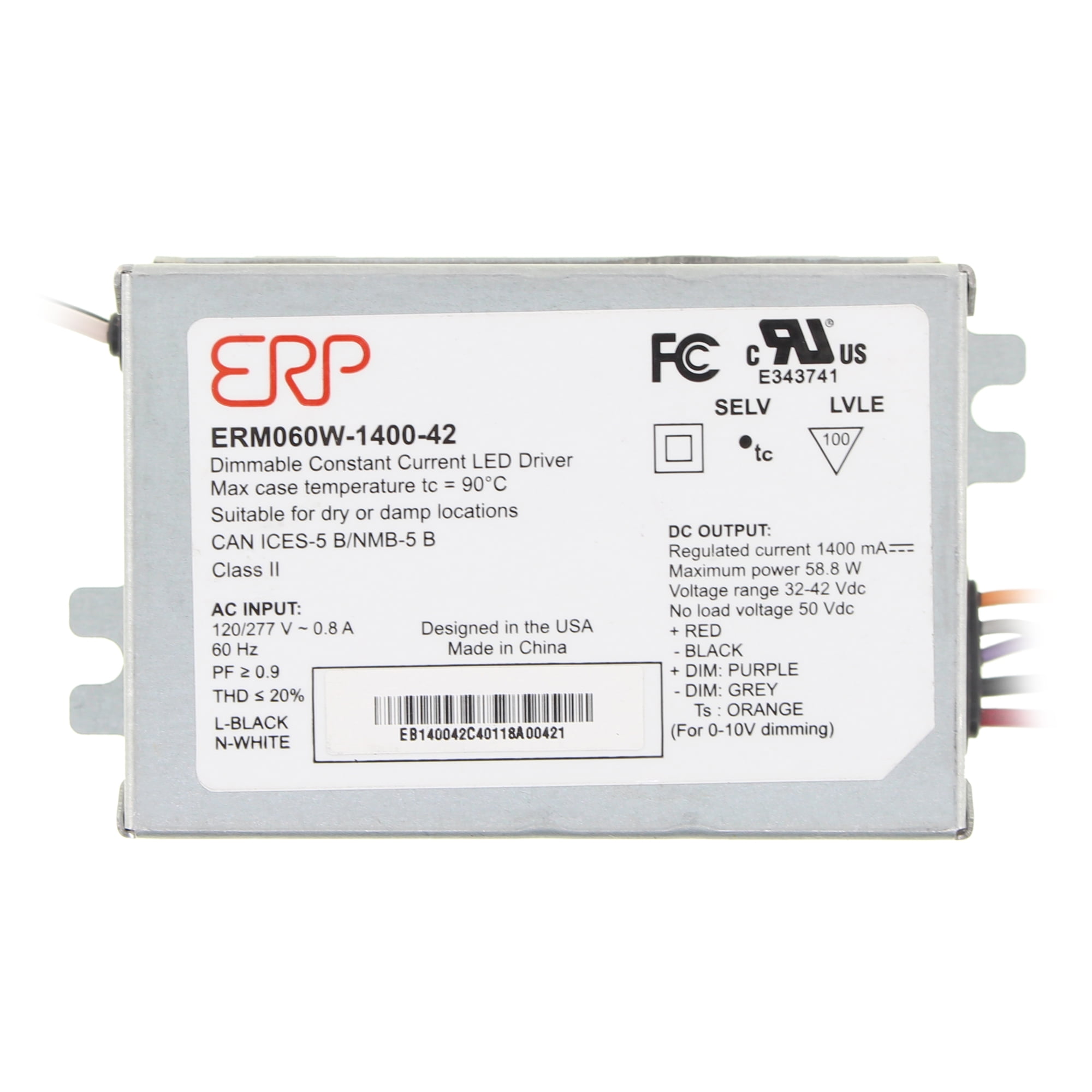 ERP Power ERM060W-1400-42 Dimmable SELV Constant Current LED Driver ...
