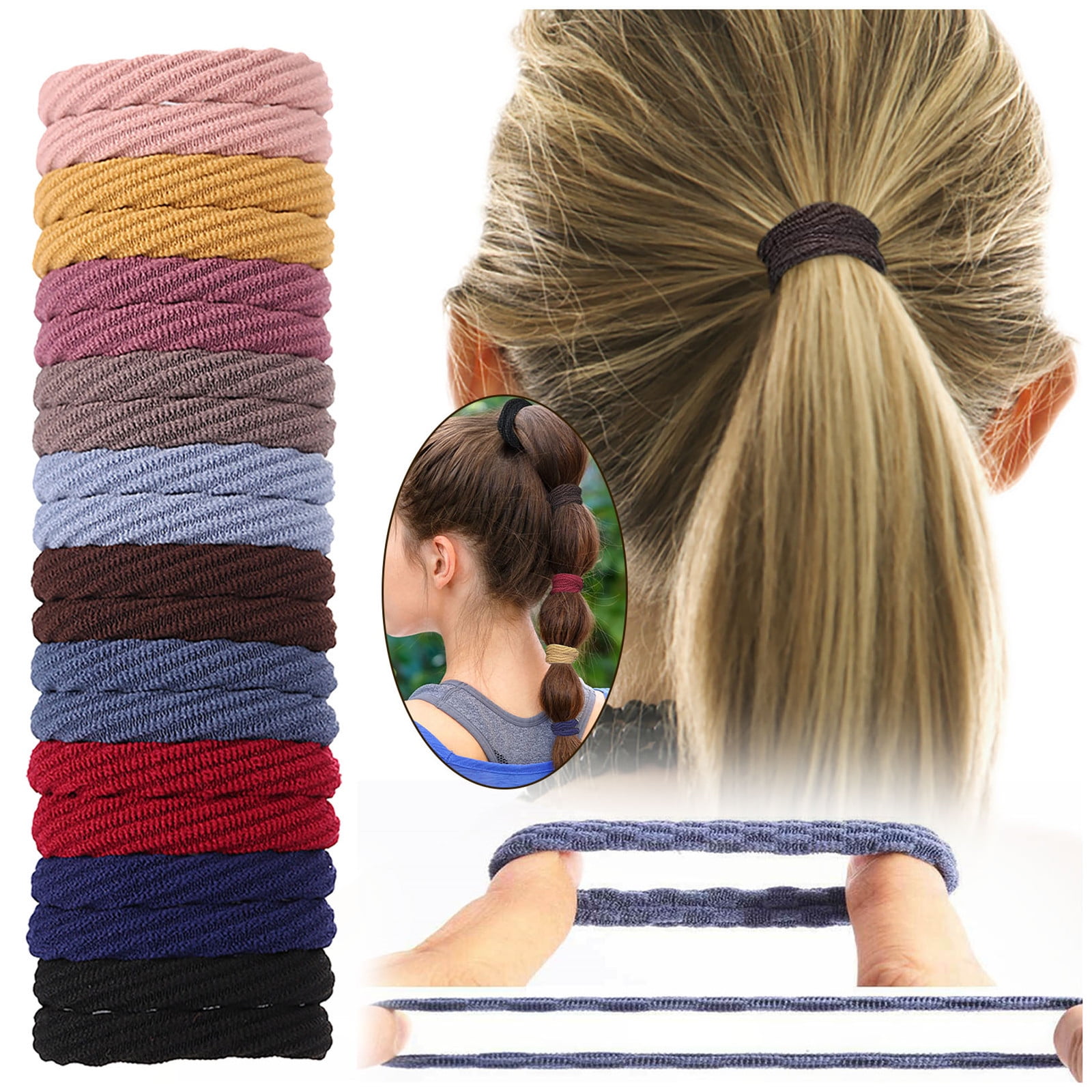 ERTUTUYI Highly Elastic Hair Ties for Thick Hair, Rubber Bands for Hair ...