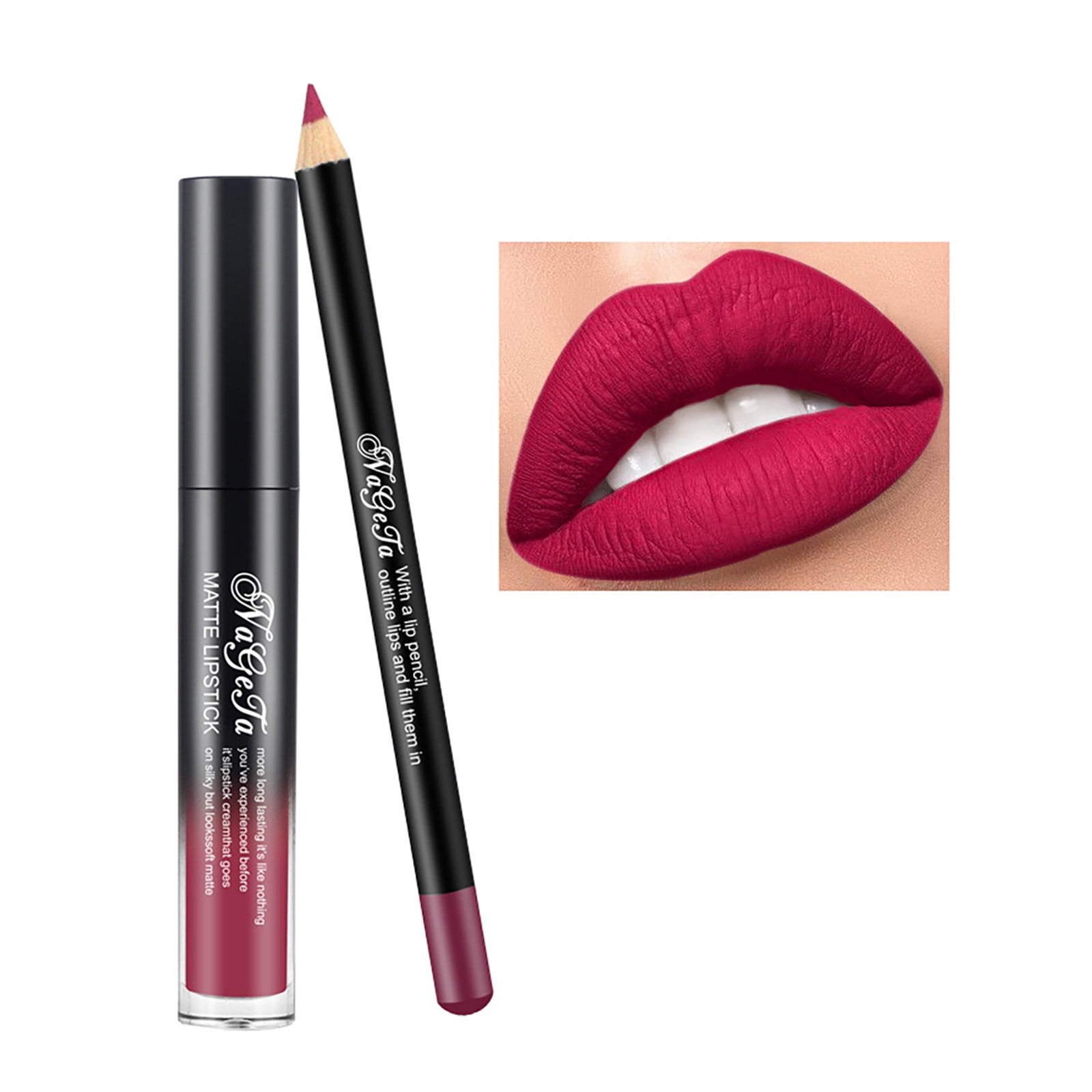 ERTUTUYI Lipstick Lipstick Lip Gloss Matte Lipstick with Lip Liner Long ...