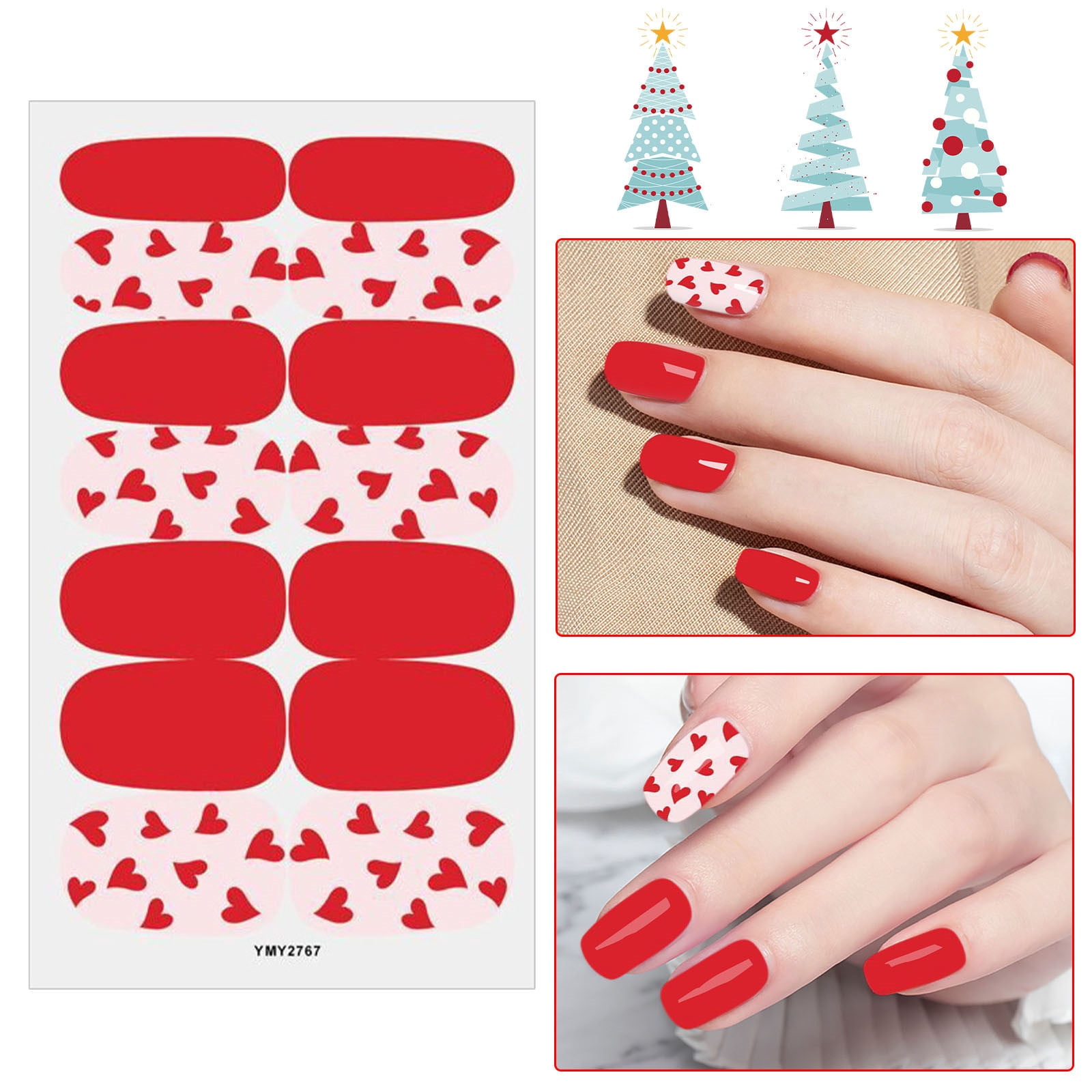 ERTUTUYI Nail Care Nail Stickers Pink Style Full Wraps Polish Stickers ...