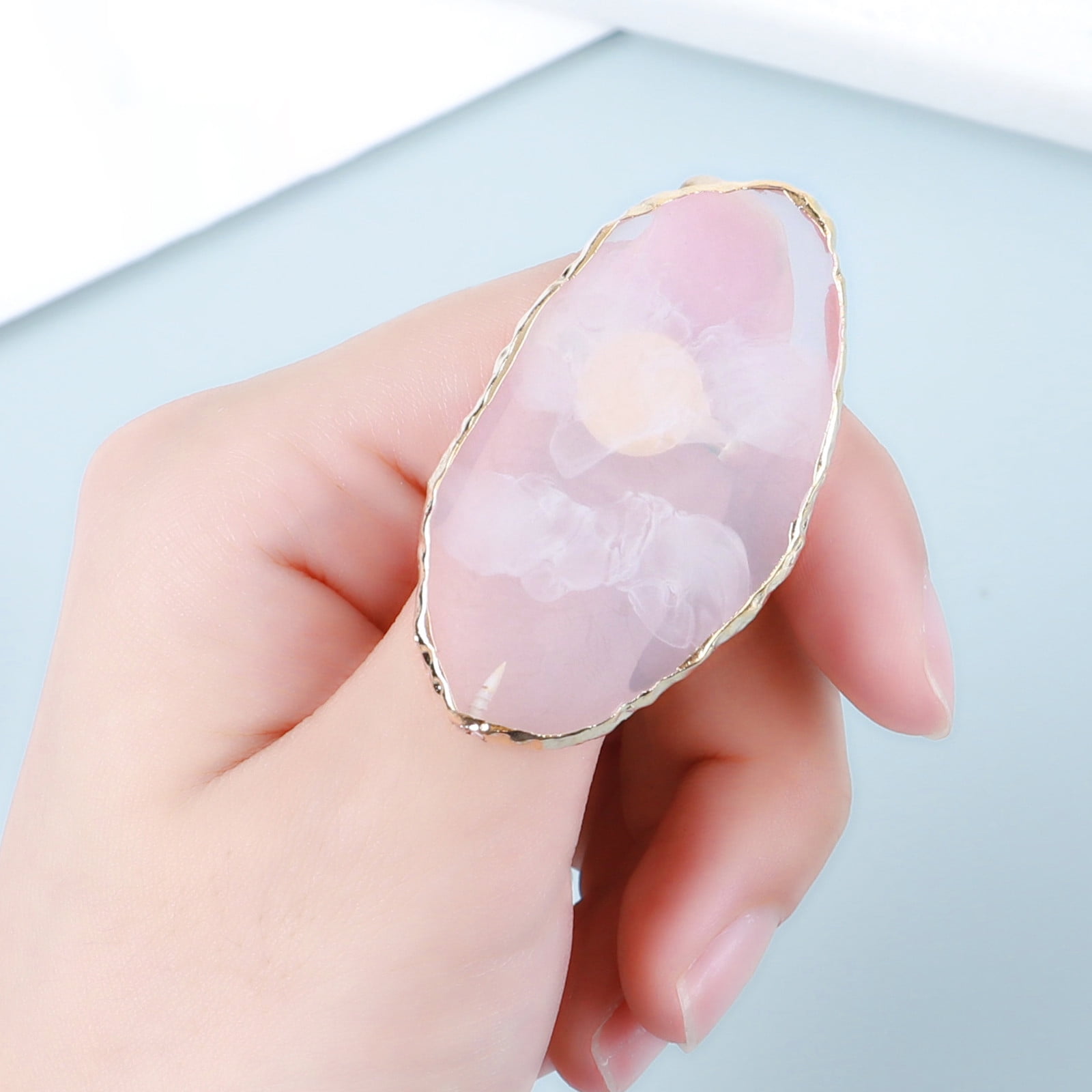 ERTUTUYI Nail Care Resin Stone Ring Color with Adjustable Finger Rings ...