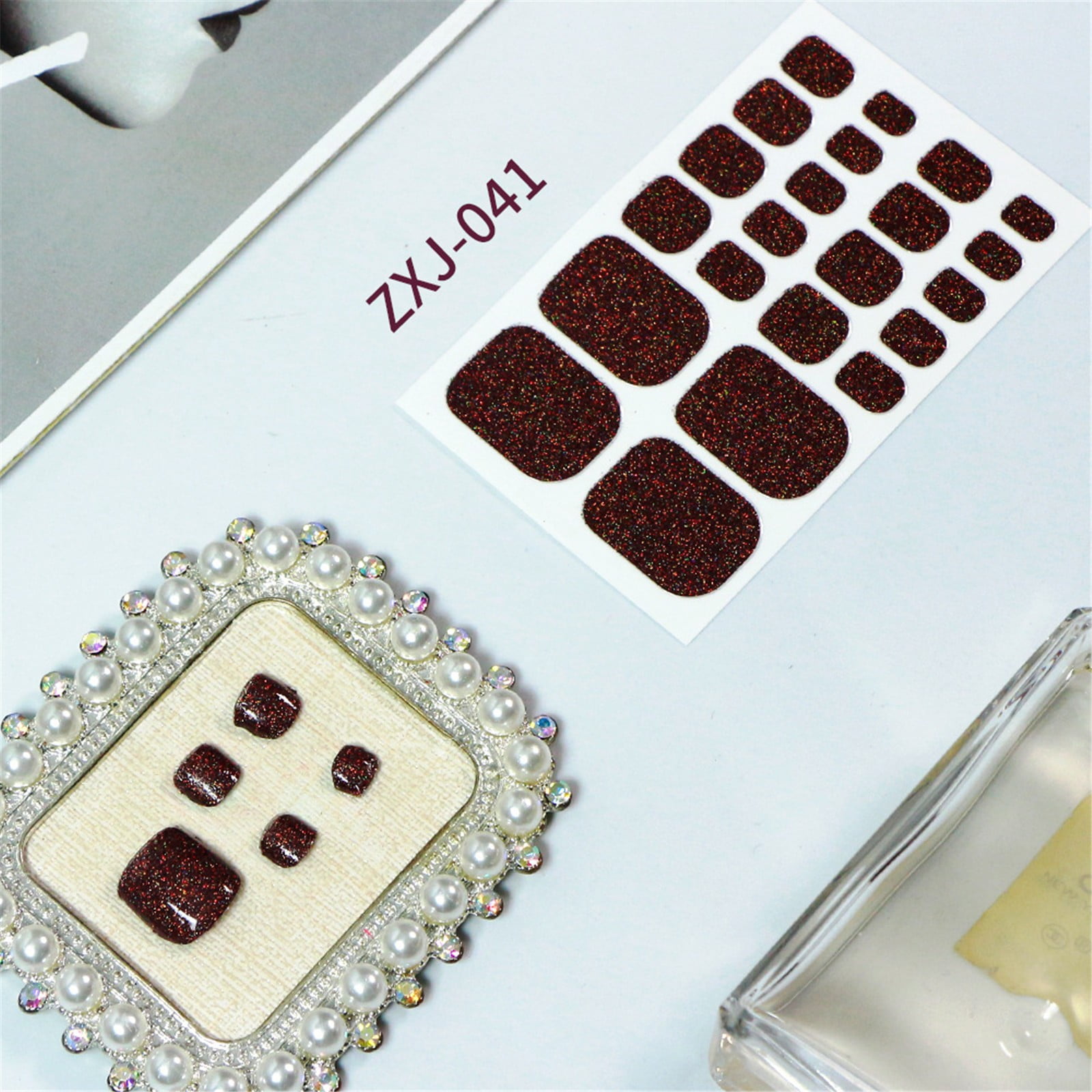 ERTUTUYI Nail Care Summer Foot Nail Stickers, Toe Nail Art Glitter ...