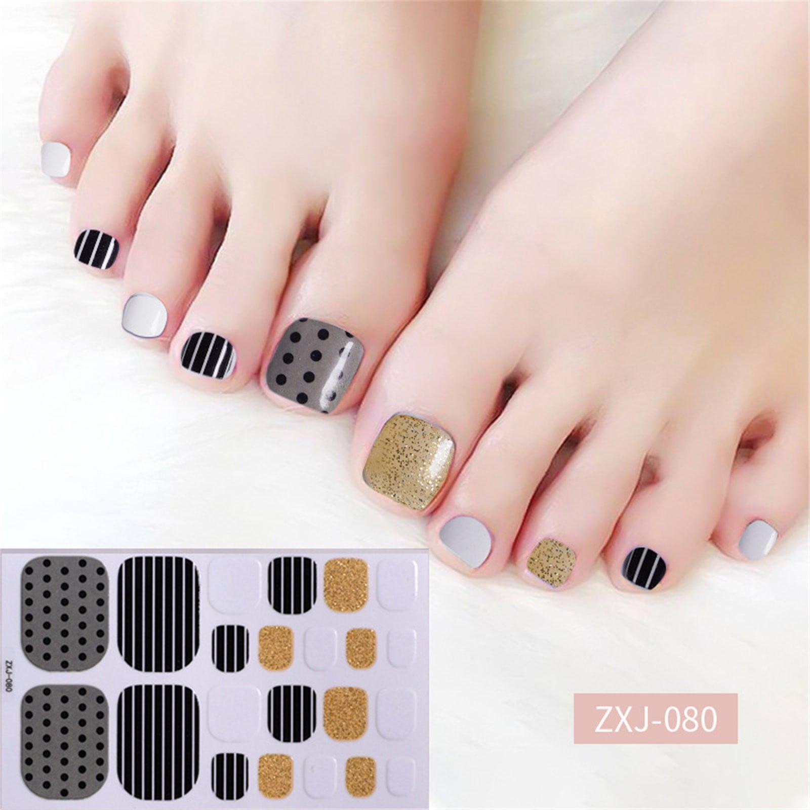 ERTUTUYI Nail Care Summer Foot Nail Stickers, Toe Nail Art Glitter ...