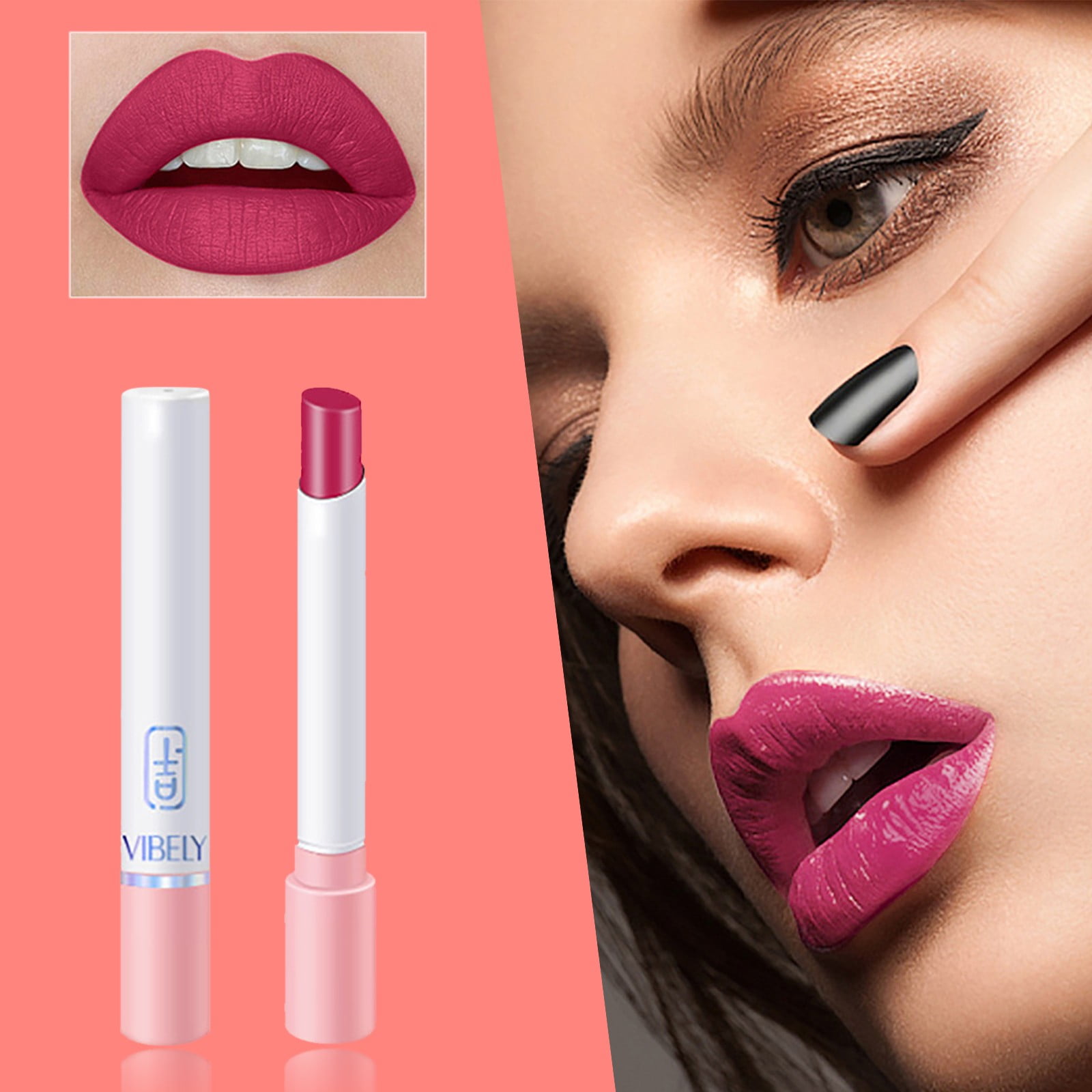ERTUTUYI Lipstick Tube Matte Lipstick Single Small Thin Tube Cool ...