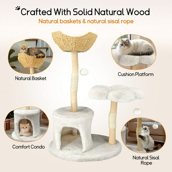 ERTWER 3-Tier Cat Tree, 47.24 Inches Tall, Reinforced Base for ...