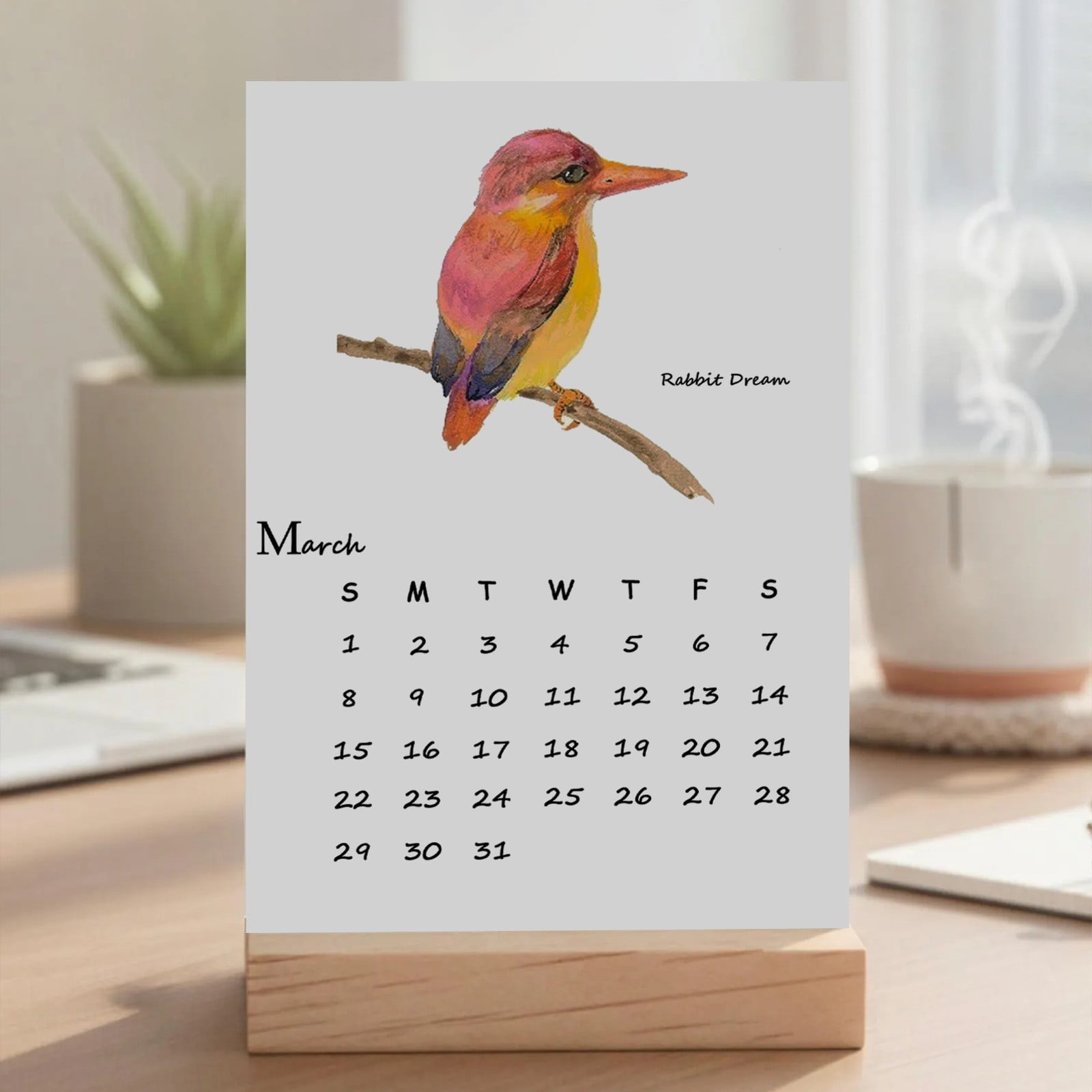 ERTZAE 2026 Bird Watercolor Desktop Calendar,Cute Blue Bird Art Desk ...