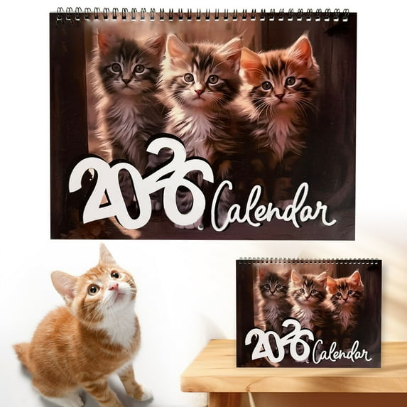 ERTZAE 2026 Cat Wall Calendar,Thick Paper Full-Page Monthly Planner,Ink ...
