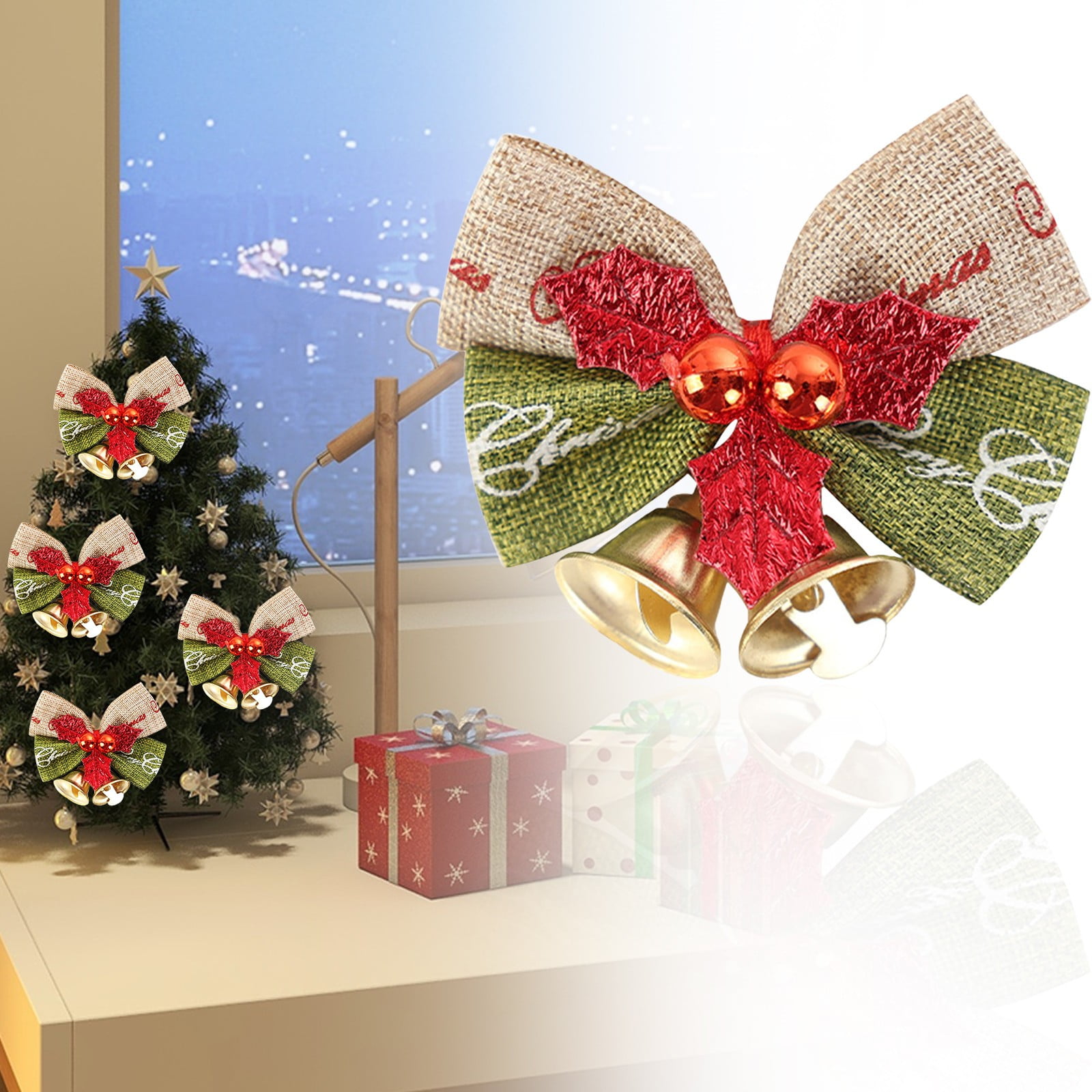 ERTZAE 4Pc Burlap Bow Set,Wreath Garland Bow,Red Green Plaid Decor ...