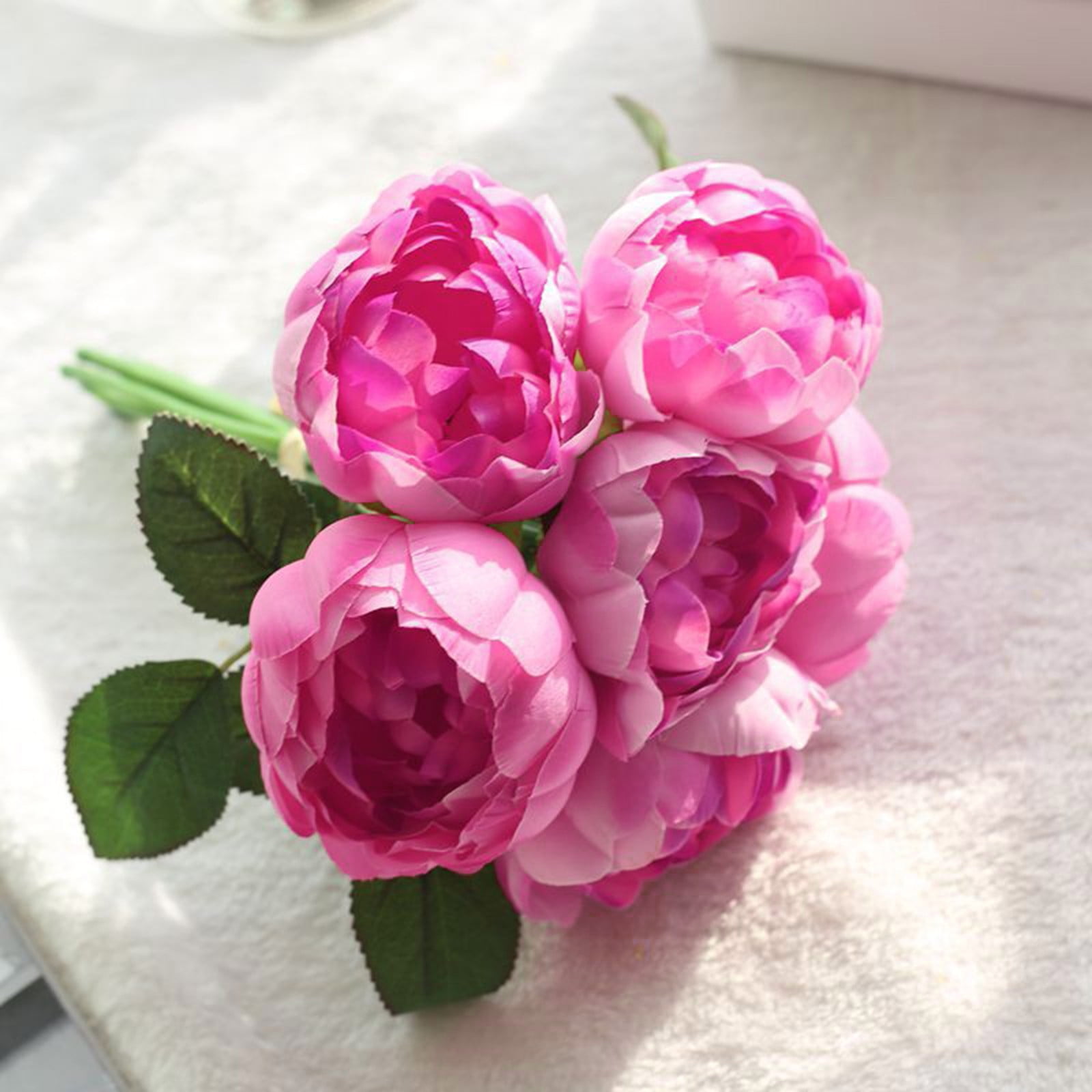 ERTZAE 4Pc Peony Round Rose Artificial Flower Bouquet,Wedding/Party ...