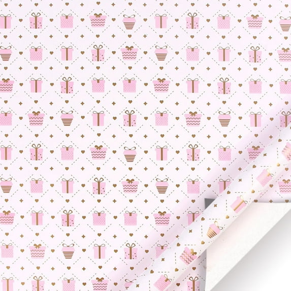 ERTZAE 5Pc Heart Wrapping Paper,19.69X27.56Inpink Gift Boxes & Gold ...