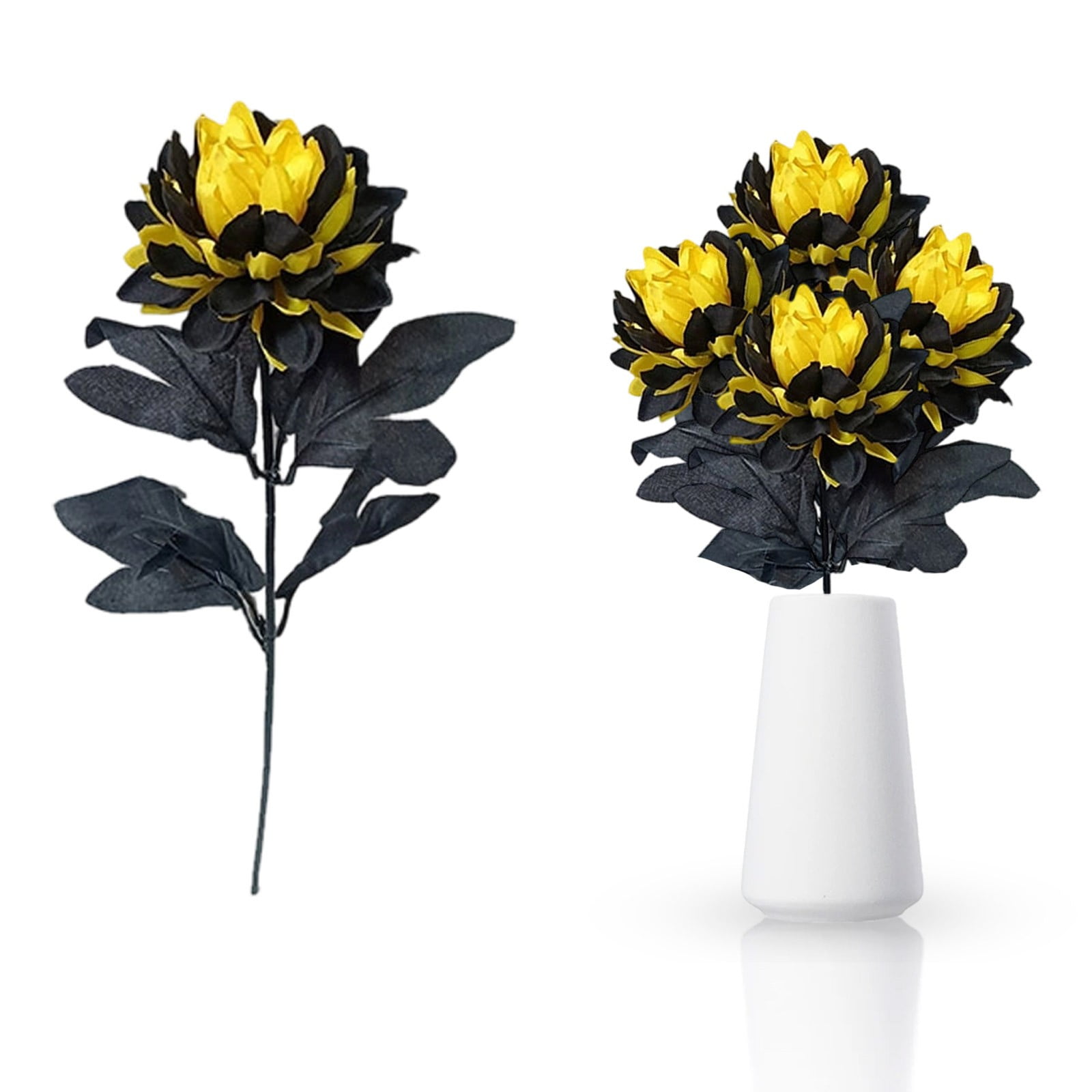 ERTZAE 6Pc Faux Dahlia Flowers With Stem,15" Yellow Lightweight Dahlia ...