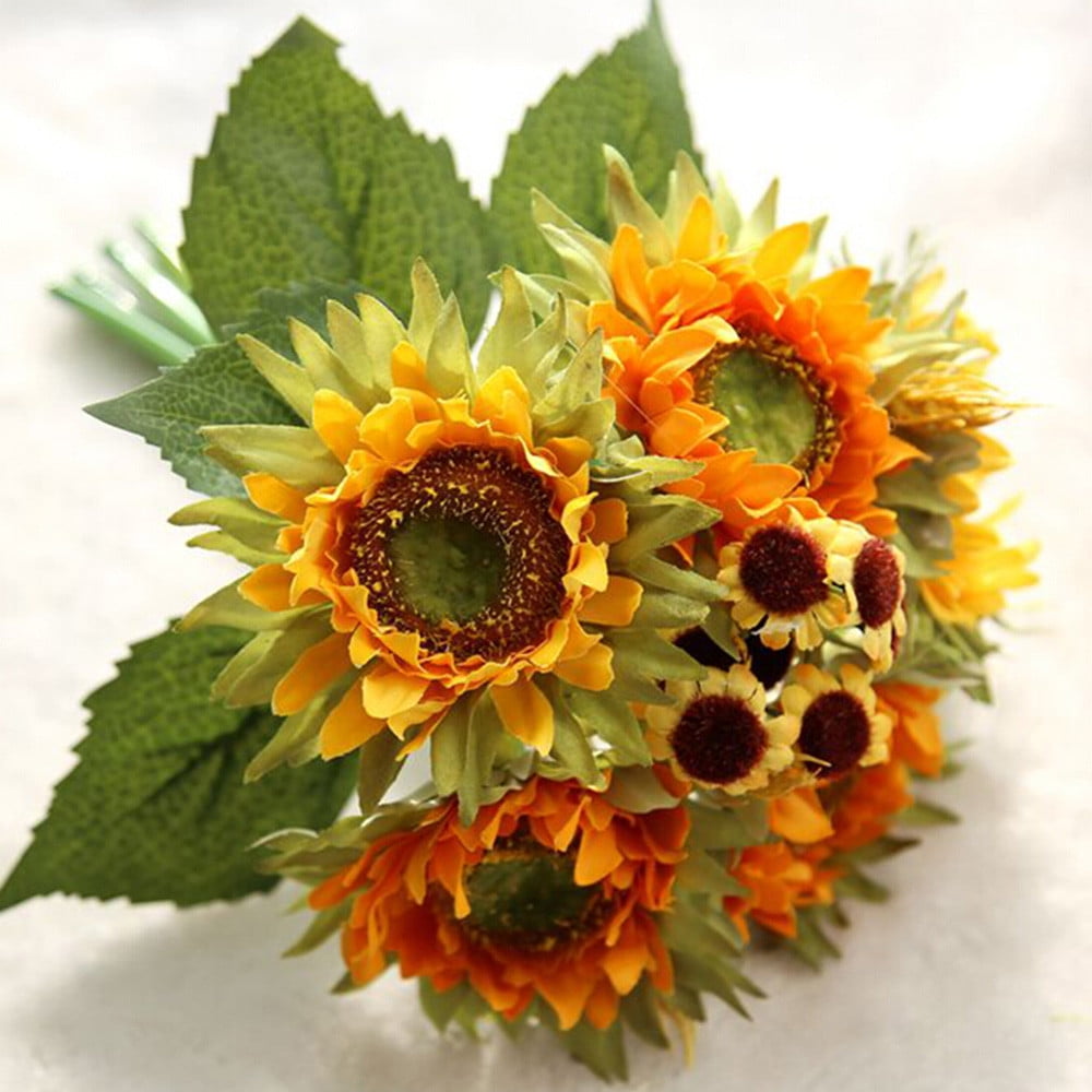 ERTZAE Artificial Sunflower Flowers Long,Stem Silk Fake Sunflowers ...