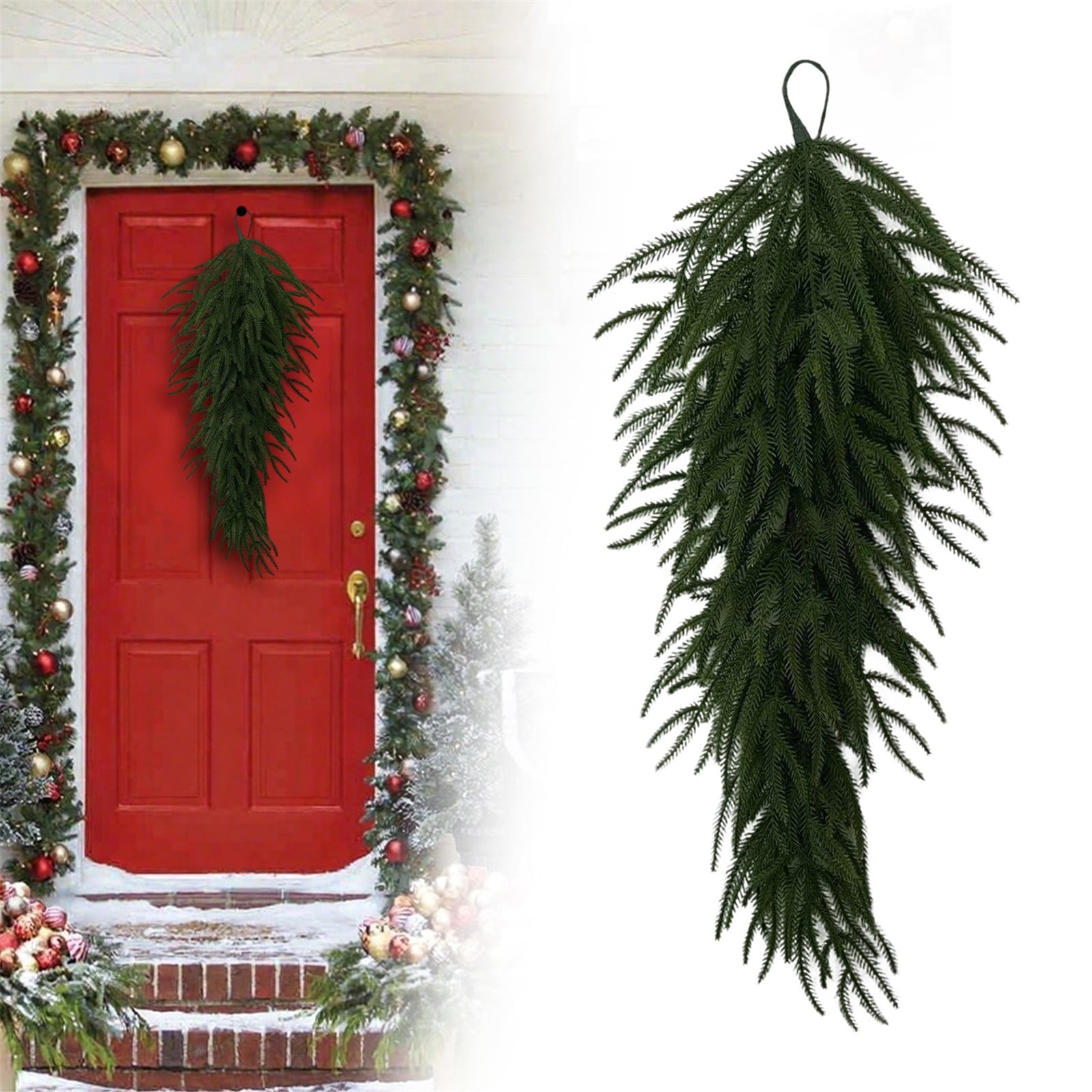 ERTZAE Artificial Teardrop Swag,Faux Pine Needle Greenery Swag,Festive ...