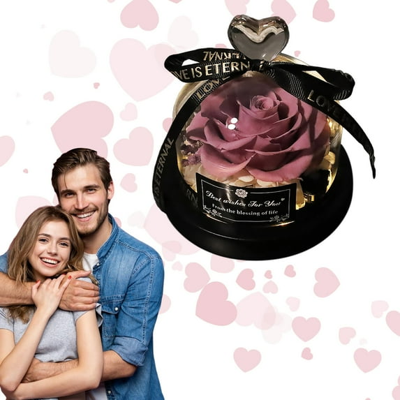ERTZAE Eternal Preserved Rose Led Glass Dome,Romantic Gift For Wife ...