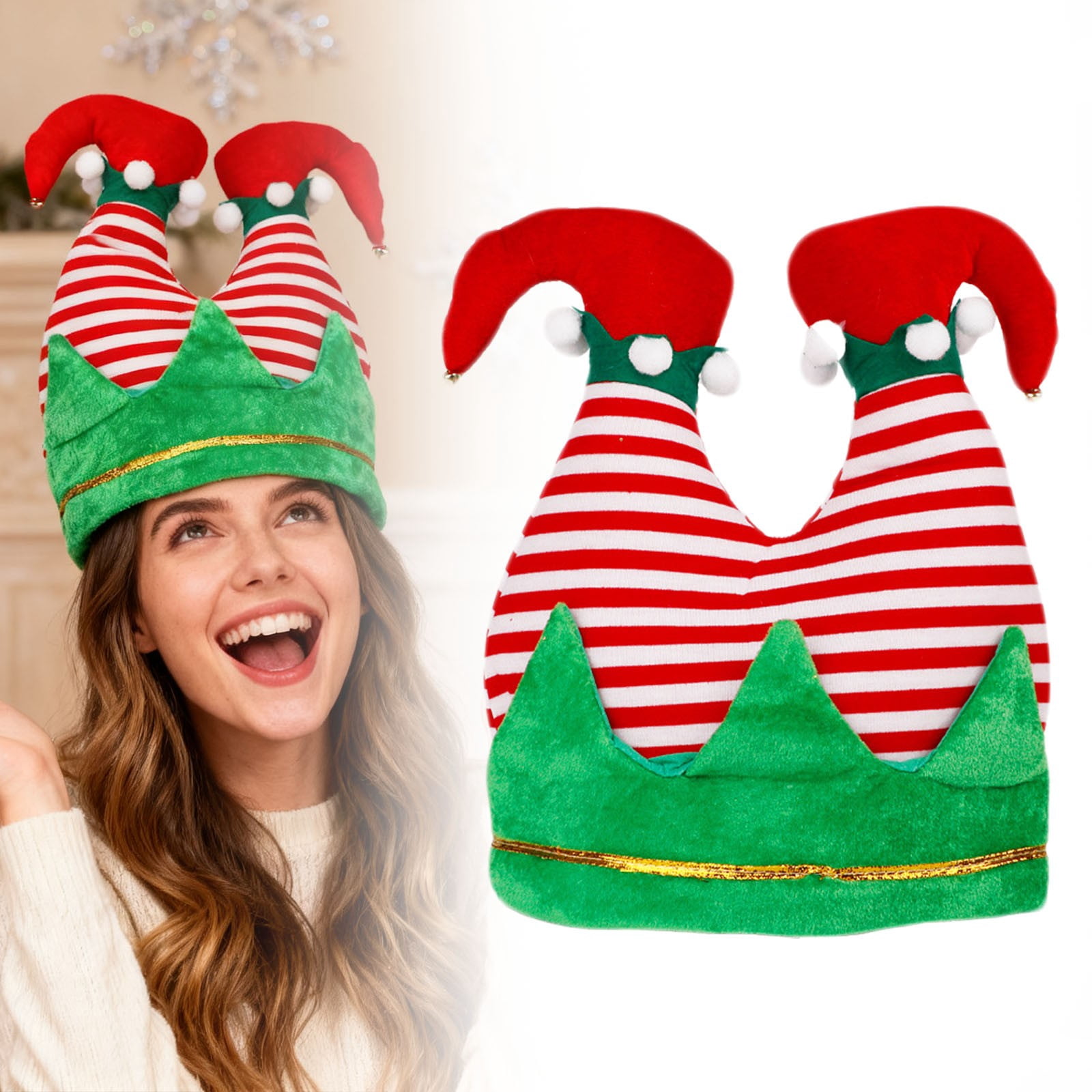 ERTZAE Festive Elf Pants Hat,Santa Pants Winter Headwear,Playful ...