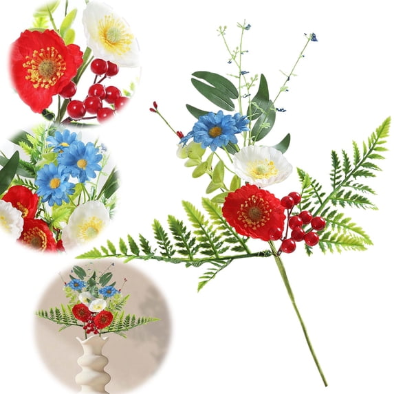 ERTZAE Patriotic 4Th Of July Picks,Glitter Floral Picks Sprays,Floral ...