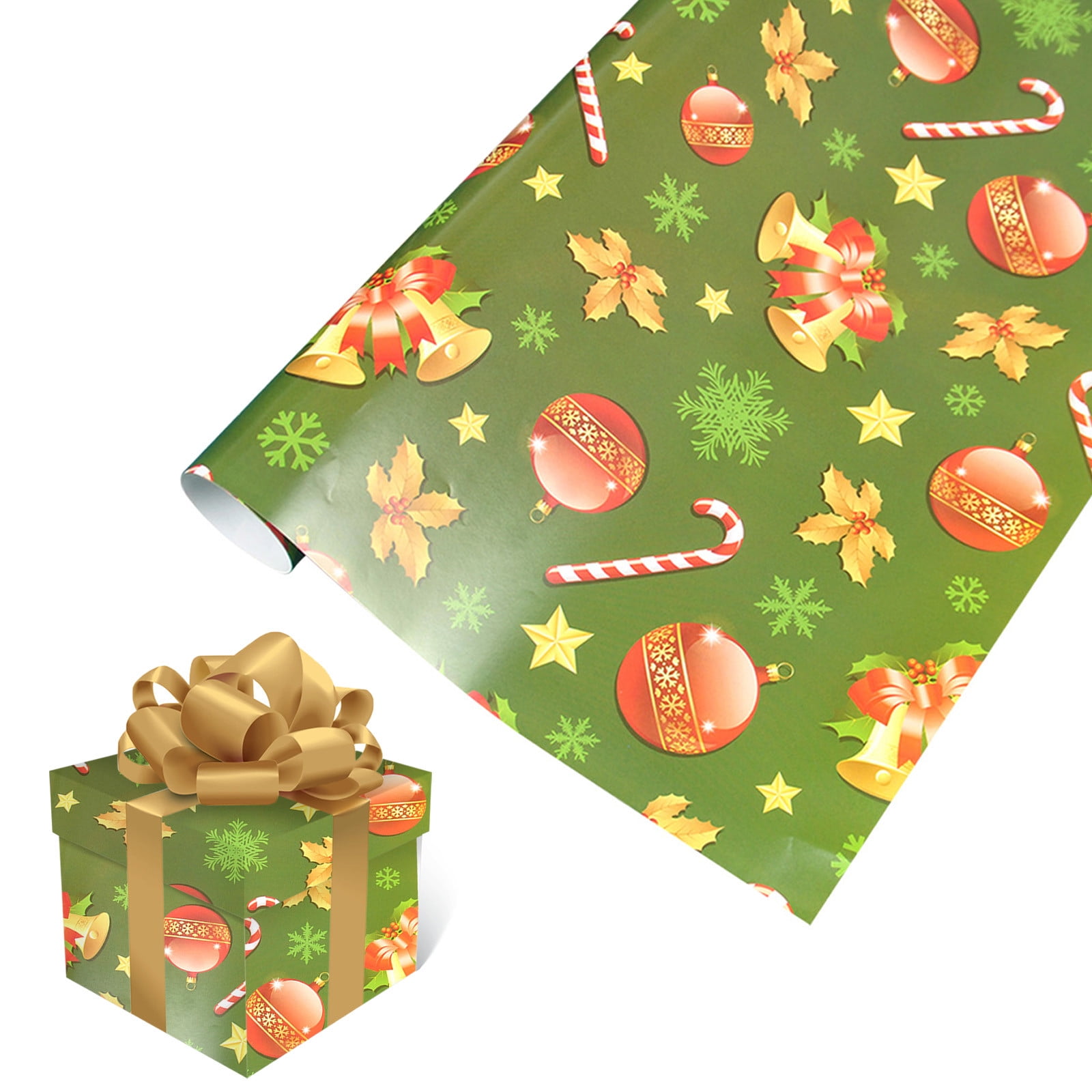 ERTZAE Reversible Christmas Gift Wrap,Festive Holiday Paper,Dual ...