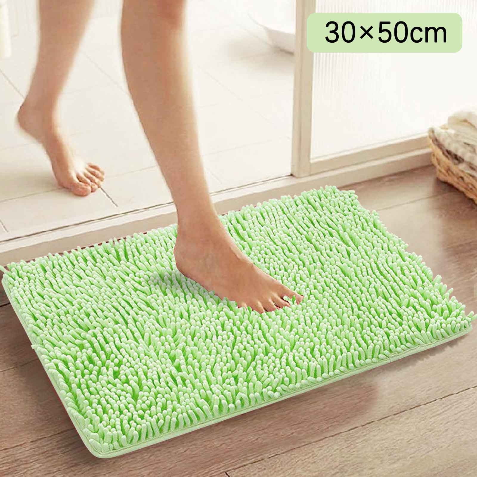 ERTZAE Shaggy Shower Mat,30×50Cm Fresh Green Soft Absorbent Rug Machine ...