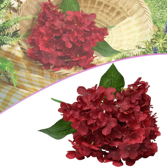 ERTZAE Silk Hydrangea Flowers,14" Red Fade-Resistant Fabric Hydrangea ...