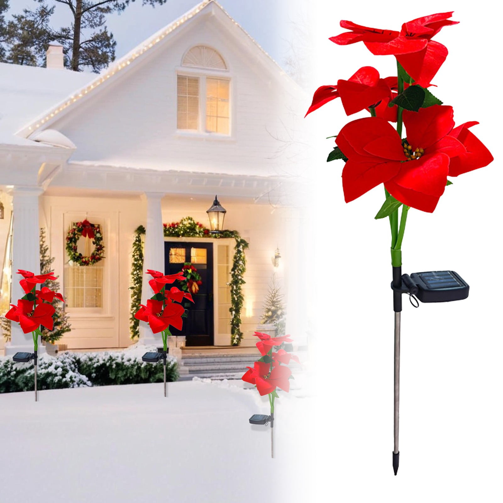 ERTZAE Solar Poinsettia Led Lights,Artificial Solar Poinsettia Lights ...