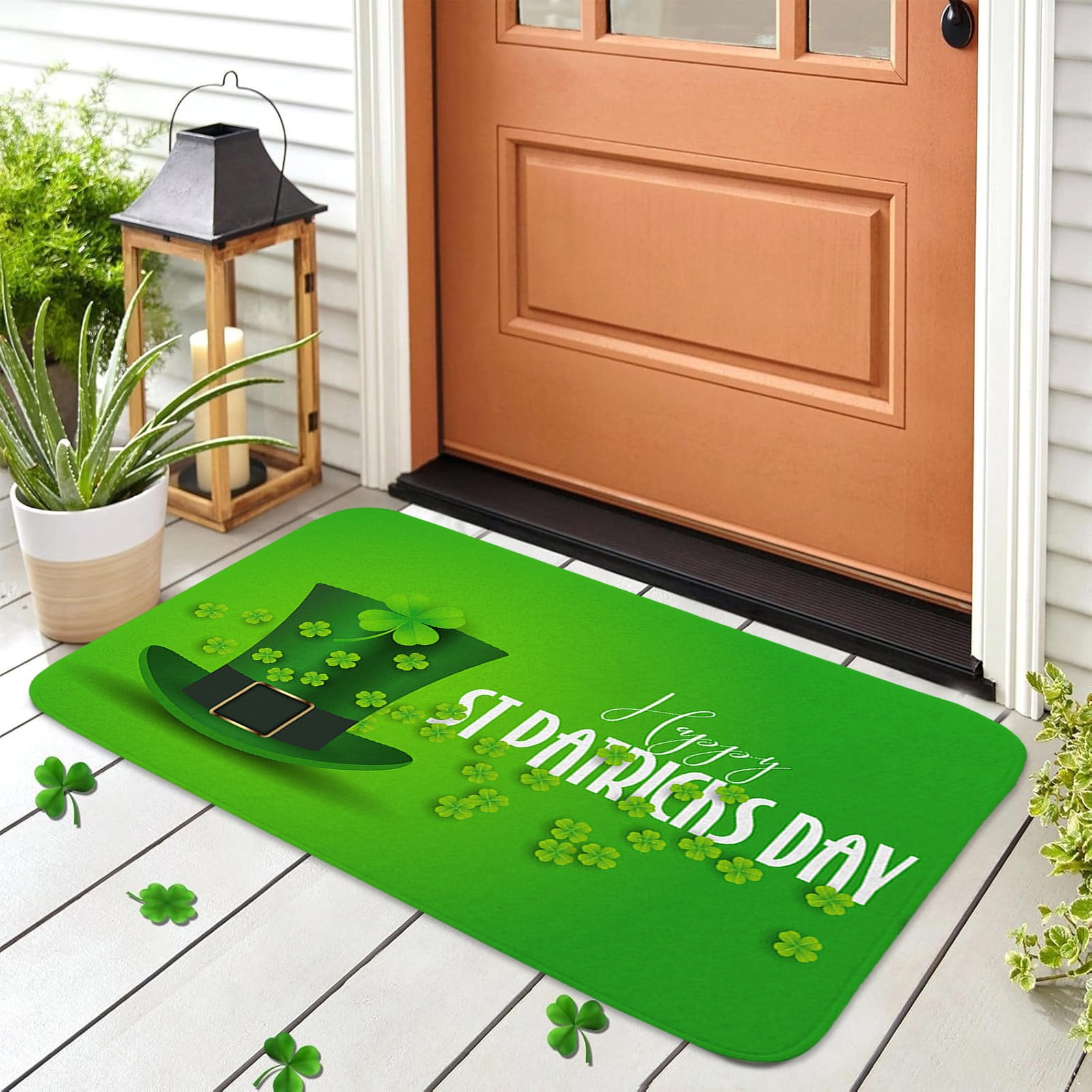 ERTZAE St. Patrick’S Day Leprechaun Hat Doormat,Plush Indoor Outdoor ...