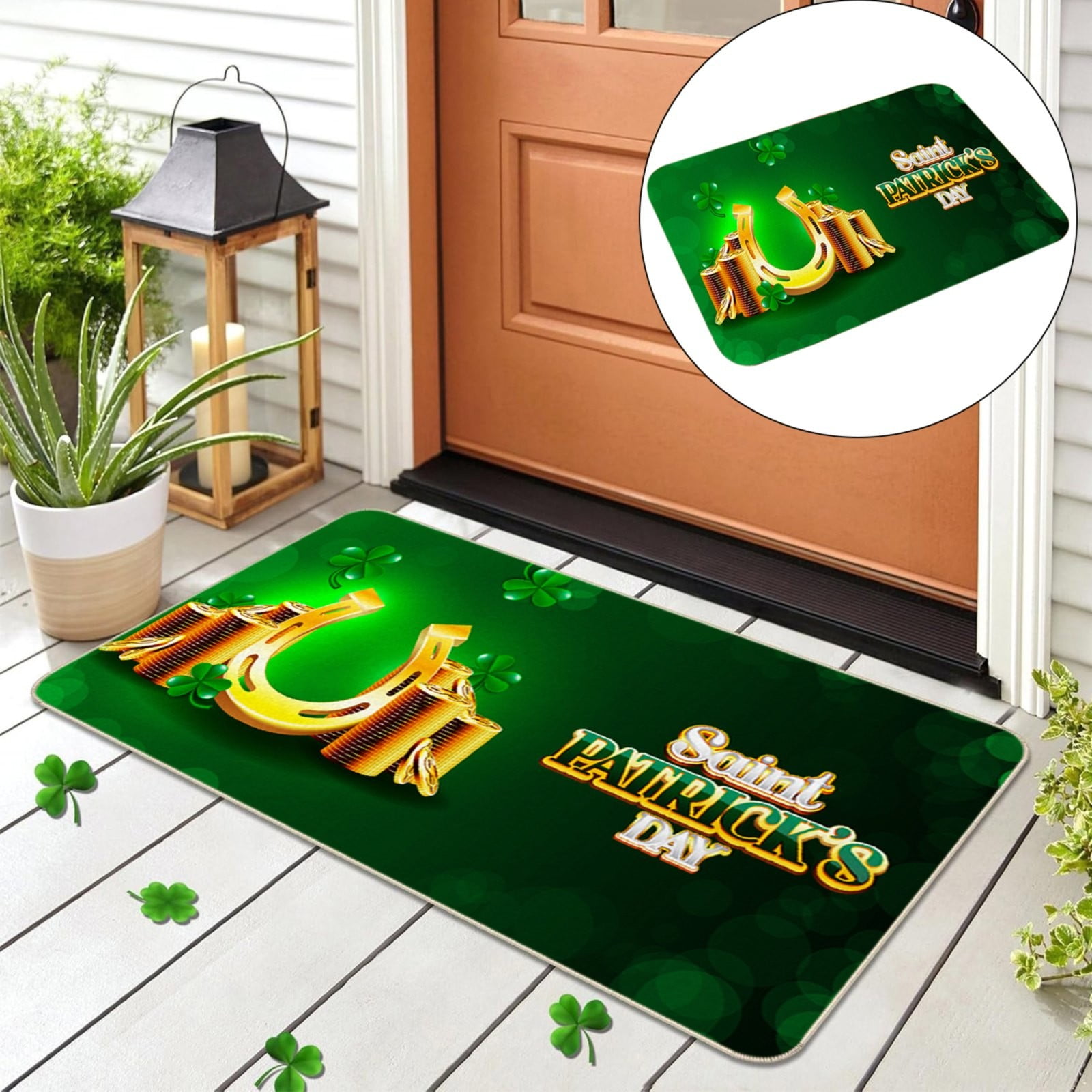 ERTZAE St. Patrick’S Golden Horseshoe Doormat,Plush Indoor Outdoor Rug ...