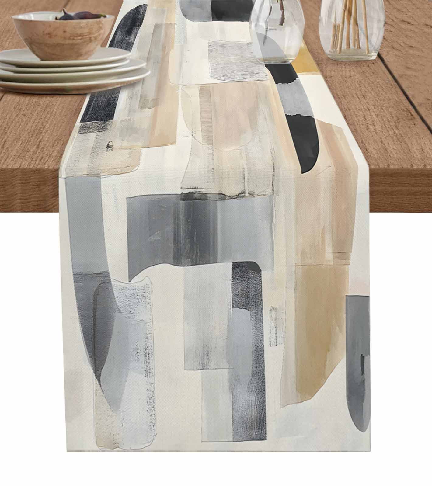 ERUNPONLY Abstract Geometric Table Runner - 90 Inch Long Modern Color ...