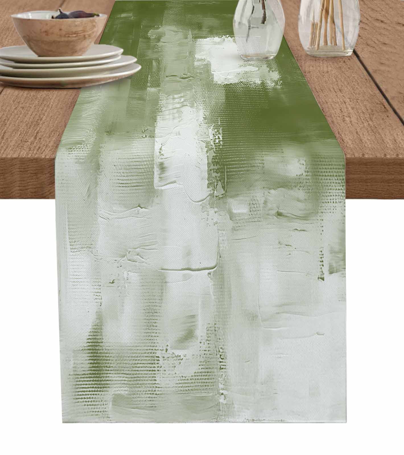 ERUNPONLY Abstract Sage Green Table Runner - 72 Inch Long Modern Street ...
