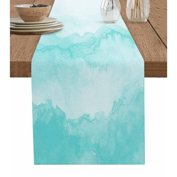 ERUNPONLY Aqua Ombre Mountain Table Runner - 72 Inch Long Nature ...