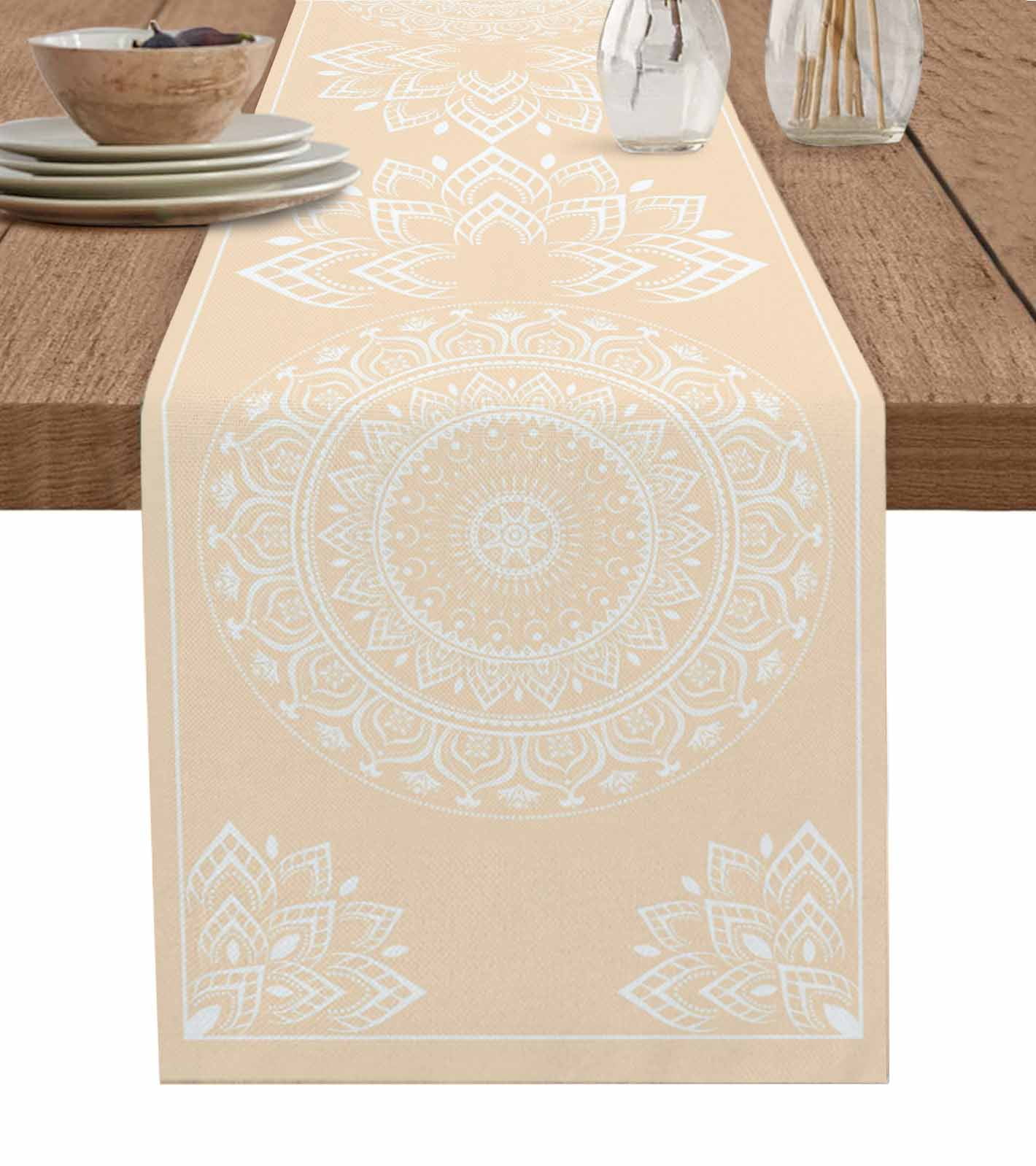 ERUNPONLY Beige Boho Table Runner - 70 Inch Long Farmhouse Middle ...