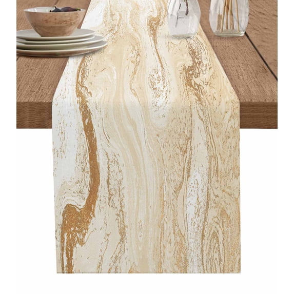 ERUNPONLY Beige Marble Table Runner - 72 Inch Long Chic Neutral ...