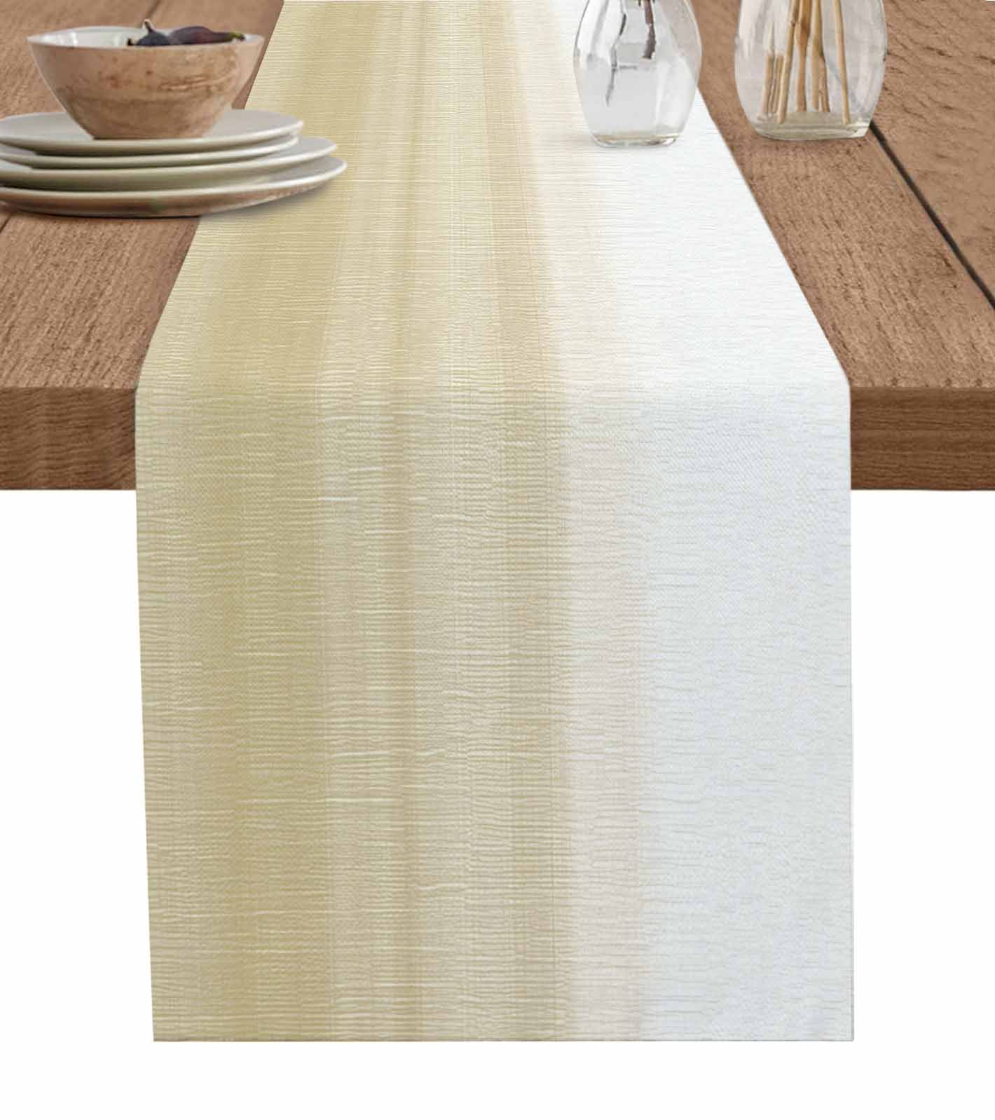ERUNPONLY Beige White Stripes Table Runner - 108 Inch Long Farmhouse ...