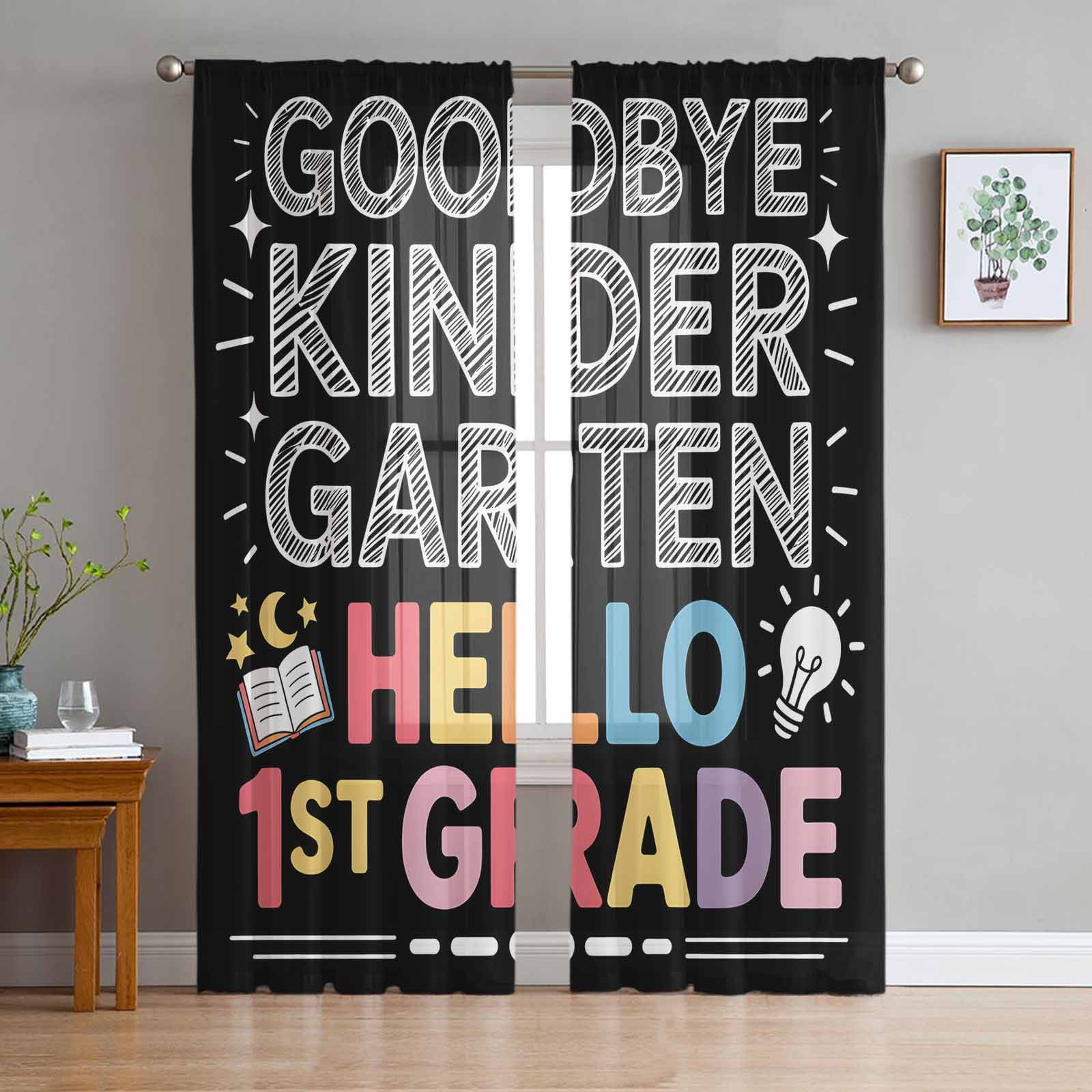 ERUNPONLY Black Graduation Sheer Curtains 96 Inch Length 2 Panels Set ...