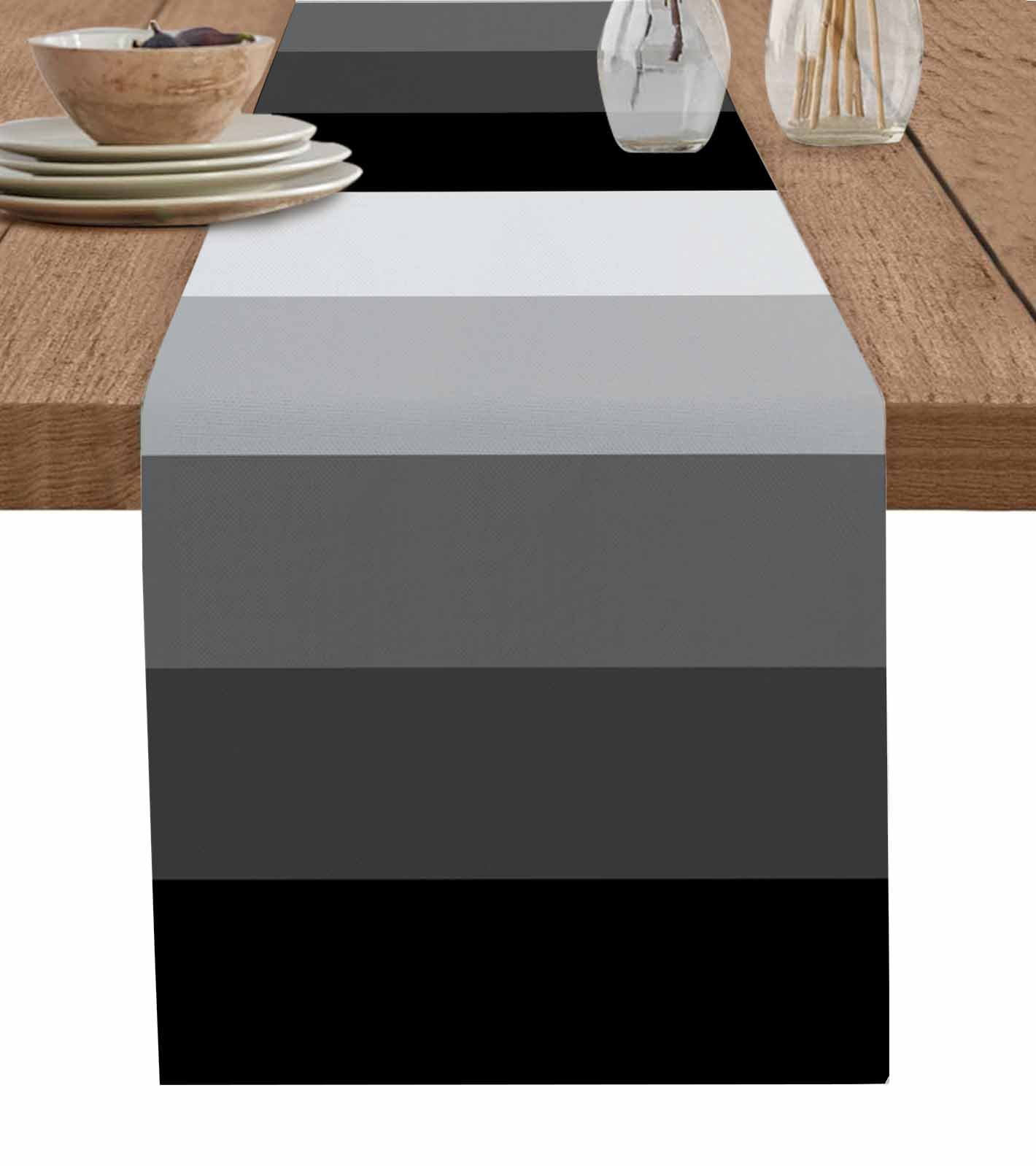 ERUNPONLY Black Grey Ombre Table Runner - 72 Inch Long Modern Abstract ...