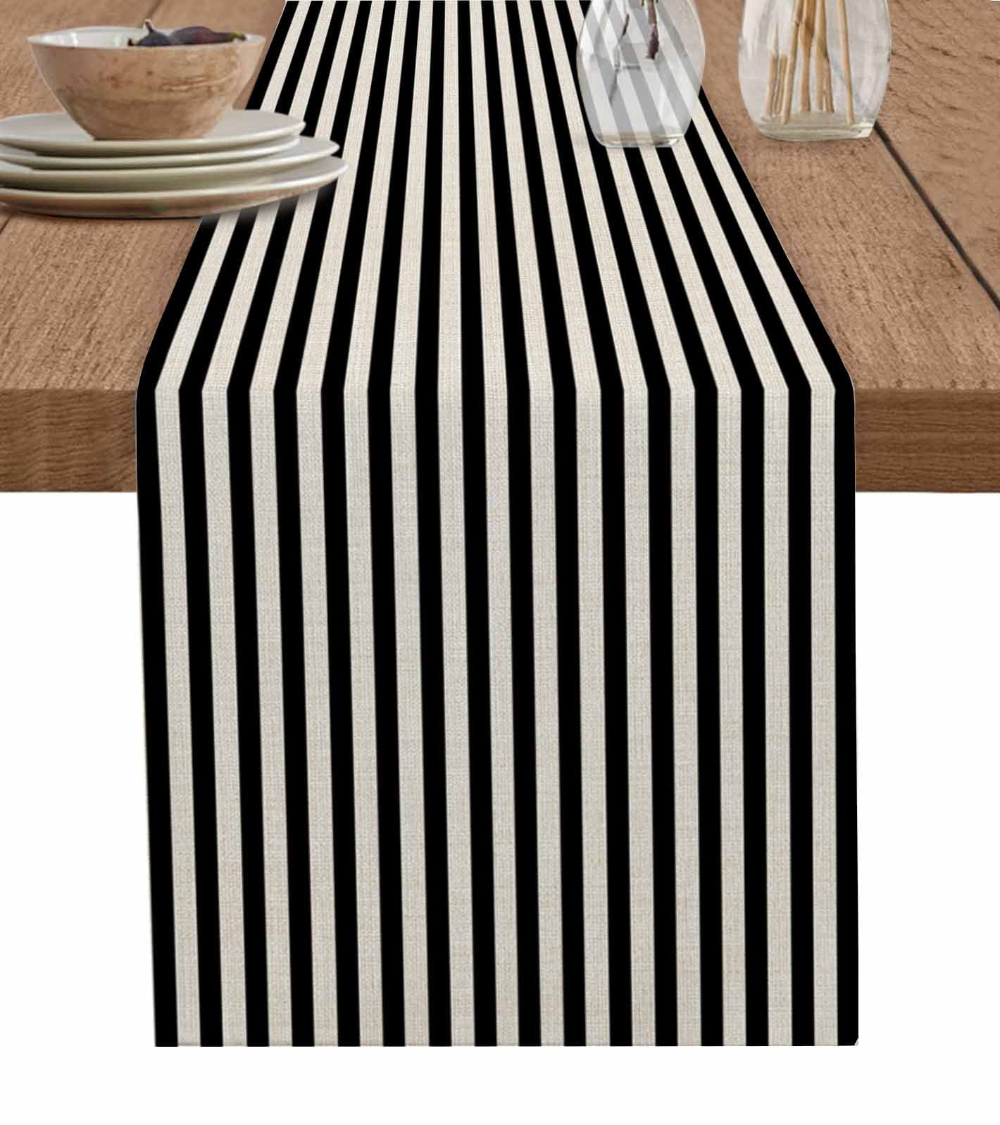 ERUNPONLY Black Striped Table Runner - 60 Inch Long Modern Simple ...