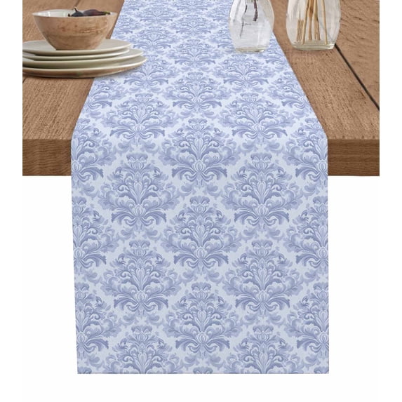 ERUNPONLY Blue Baroque Table Runner - 60 Inch Long Luxury Middle ...