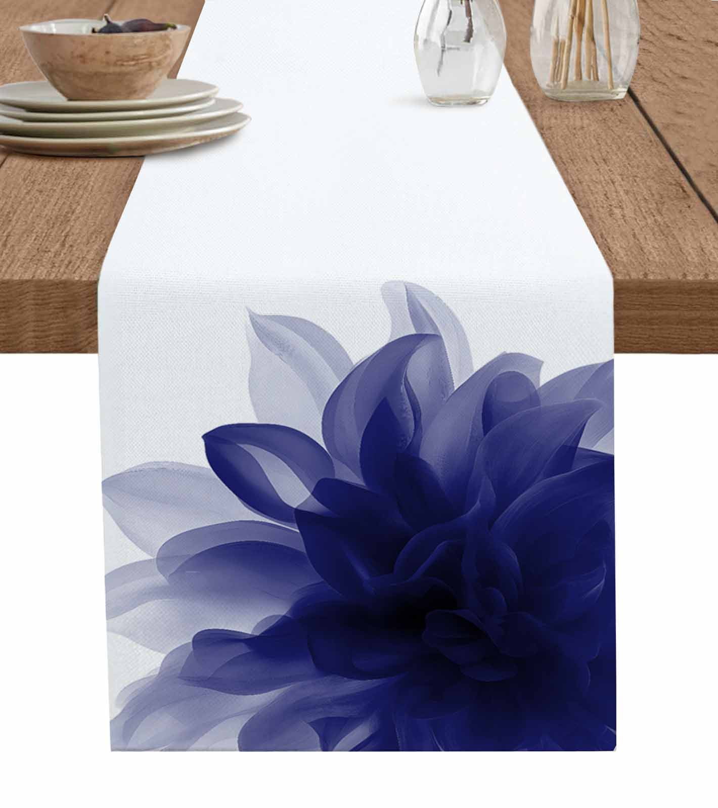 ERUNPONLY Blue Bohemian Table Runner - 90 Inch Long Boho Modern Floral ...