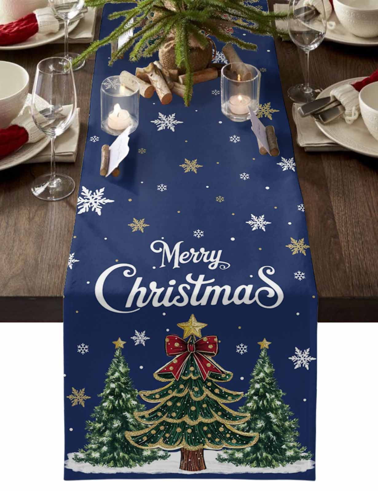 ERUNPONLY Blue Christmas Table Runner - 36 Inch Long Xmas Christmas ...