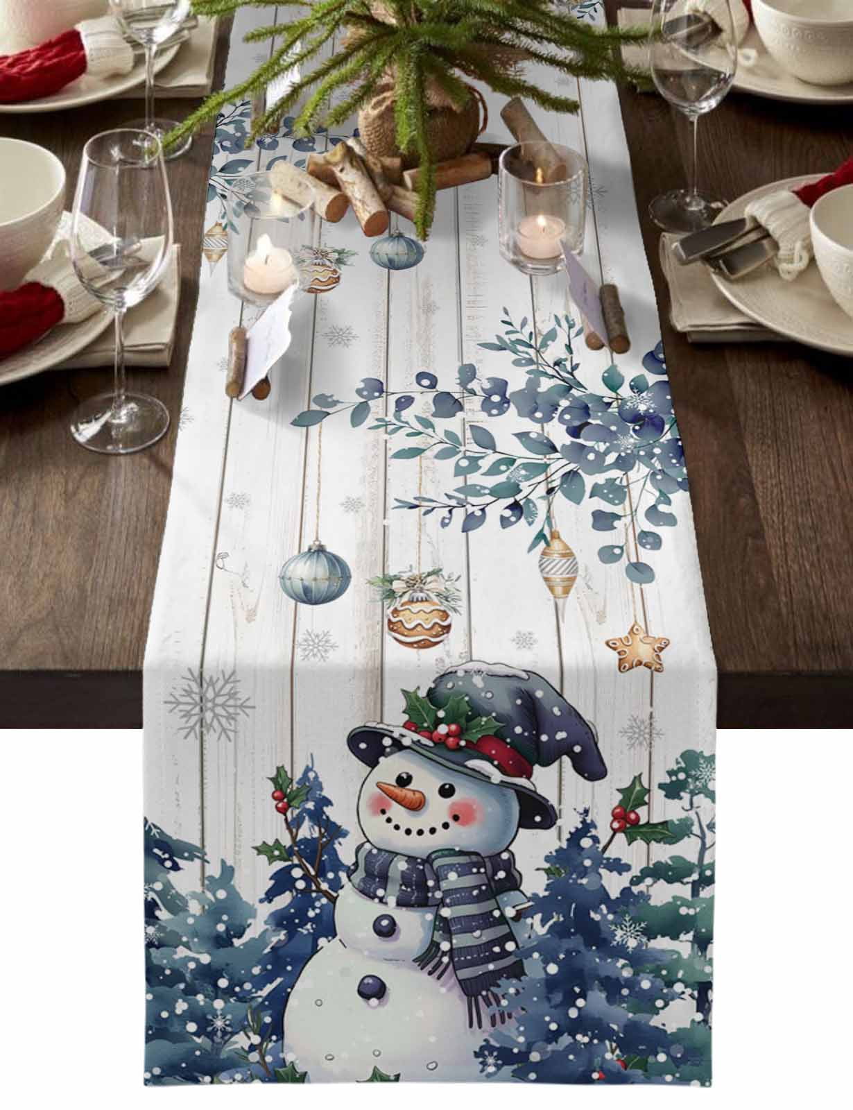 ERUNPONLY Blue Eucalyptus Christmas Table Runner - 108 Inch Long ...