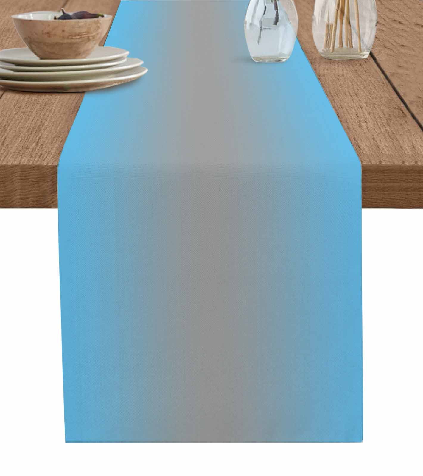 ERUNPONLY Blue Grey Ombre Table Runner - 72 Inch Long Modern Gradient ...