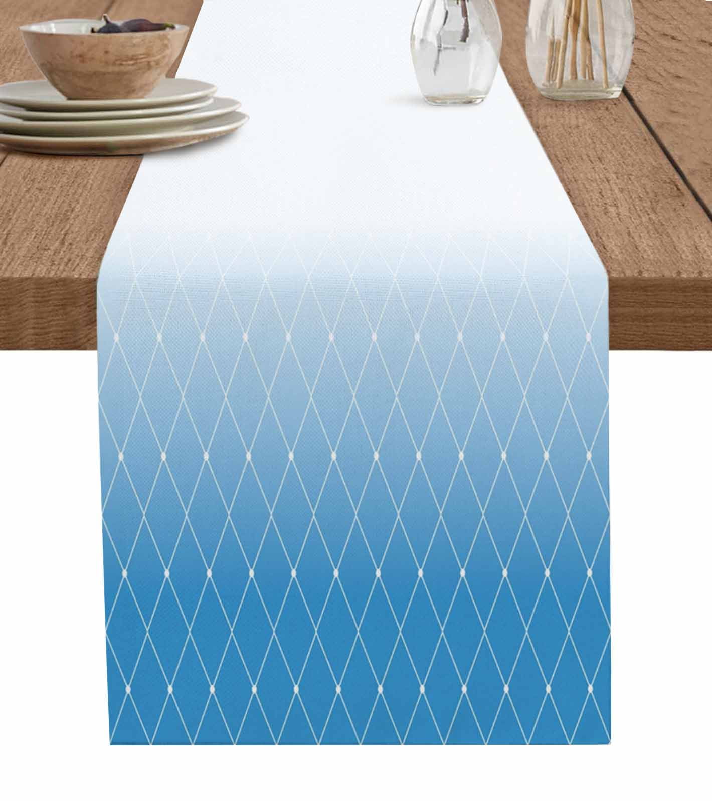 ERUNPONLY Blue Ombre Table Runner - 72 Inch Long Modern Geometric ...