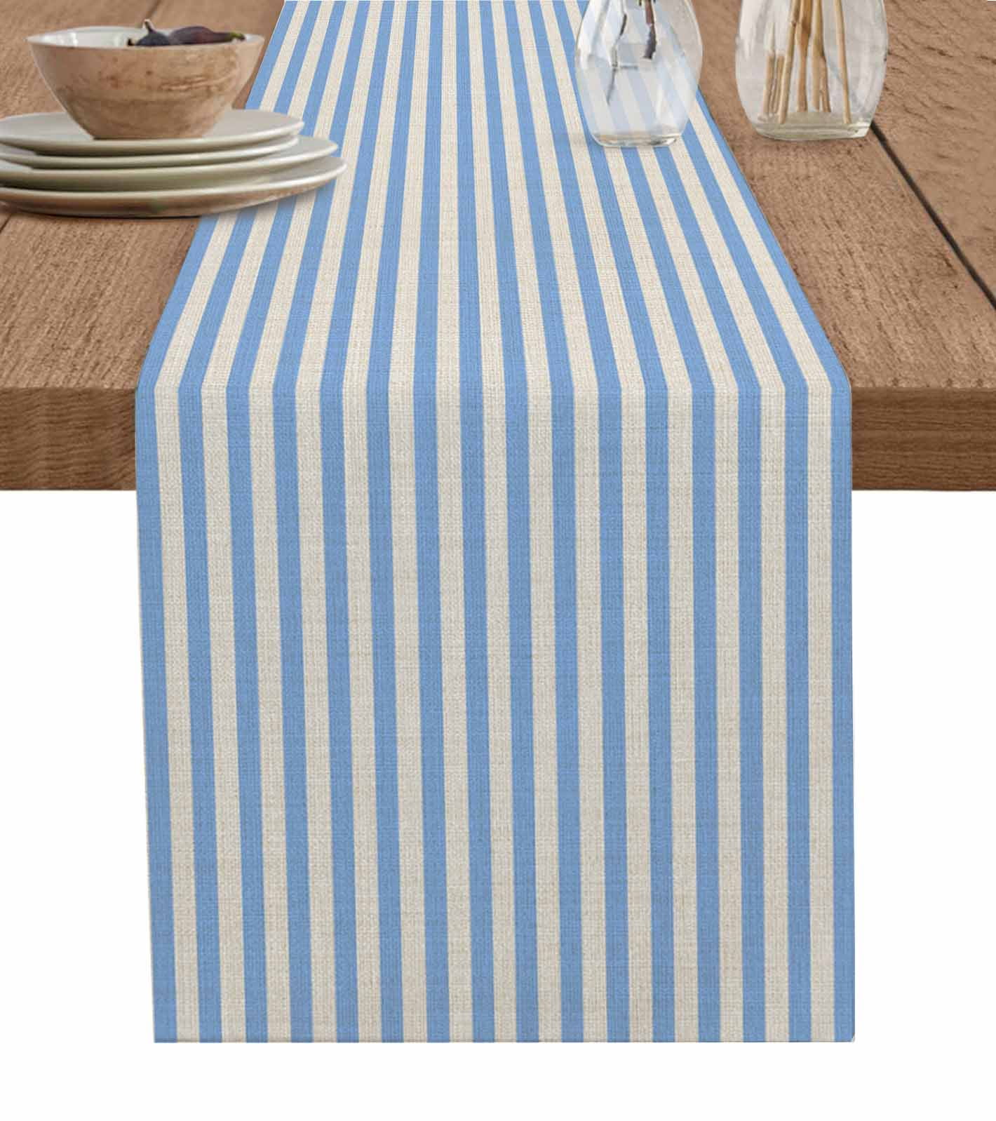 ERUNPONLY Blue Striped Table Runner - 72 Inch Long Modern Simple ...