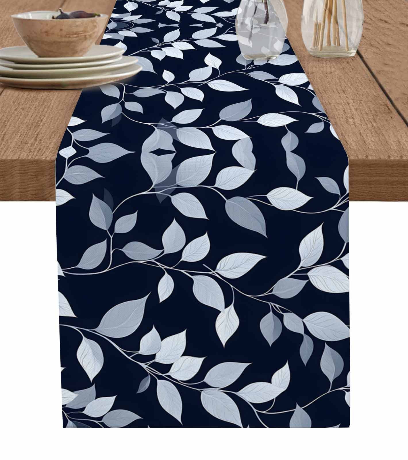 ERUNPONLY Blue White Eucalyptus Table Runner - 90 Inch Long Spring ...