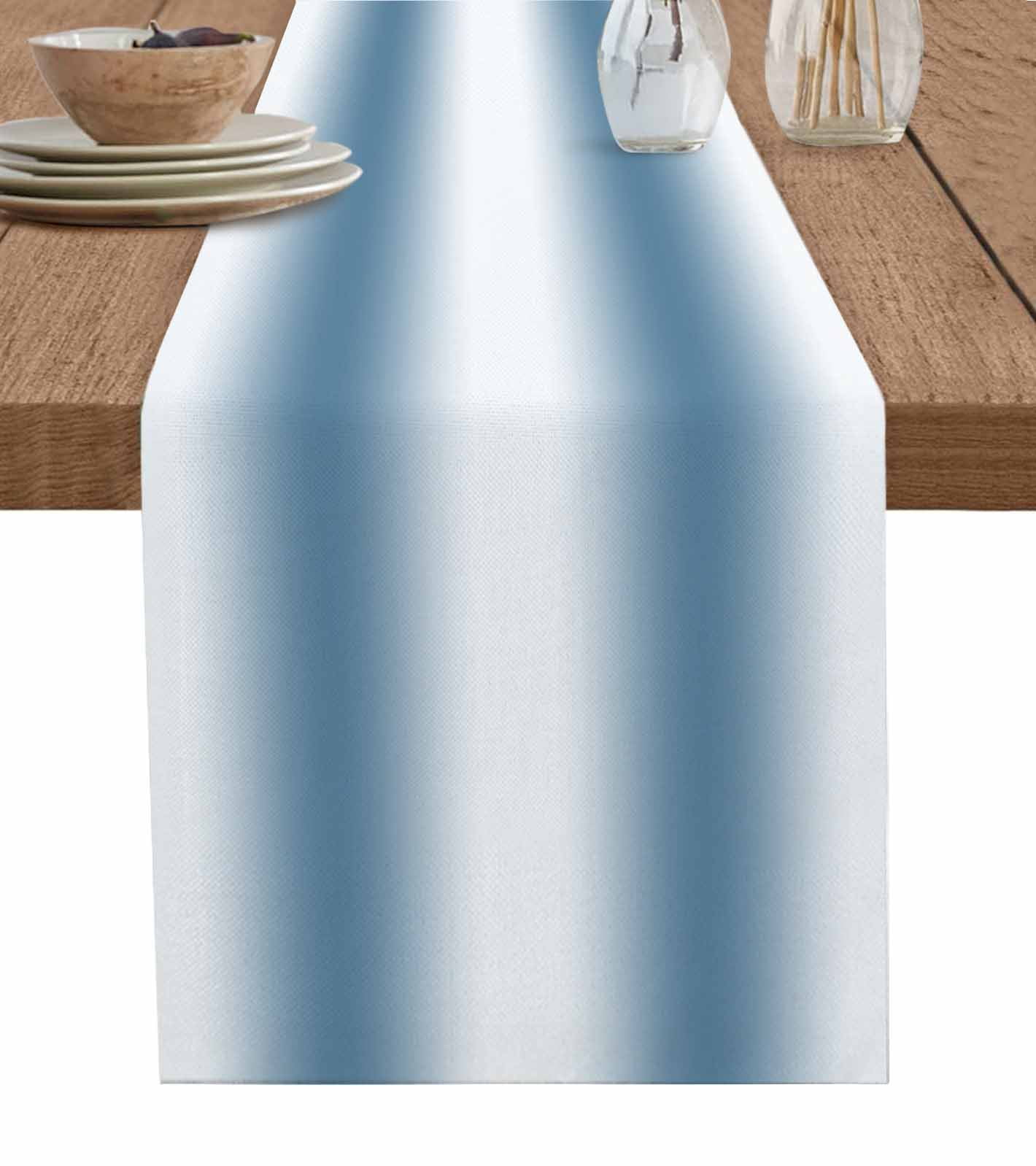ERUNPONLY Blue White Ombre Table Runner - 72 Inch Long Modern Abstract ...