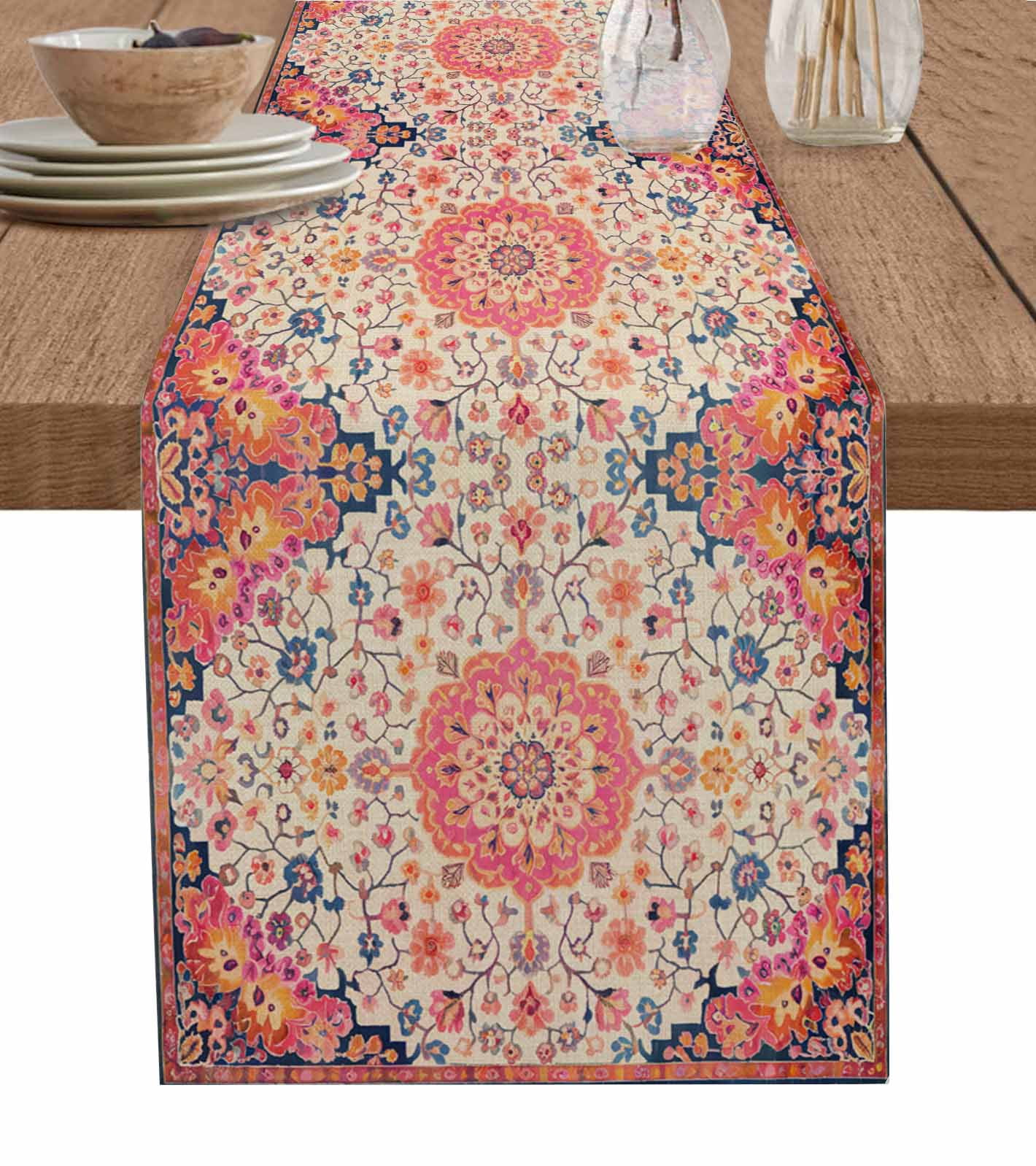 ERUNPONLY Boho Ethnic Table Runner - 108 Inch Long Southwest Aztec ...