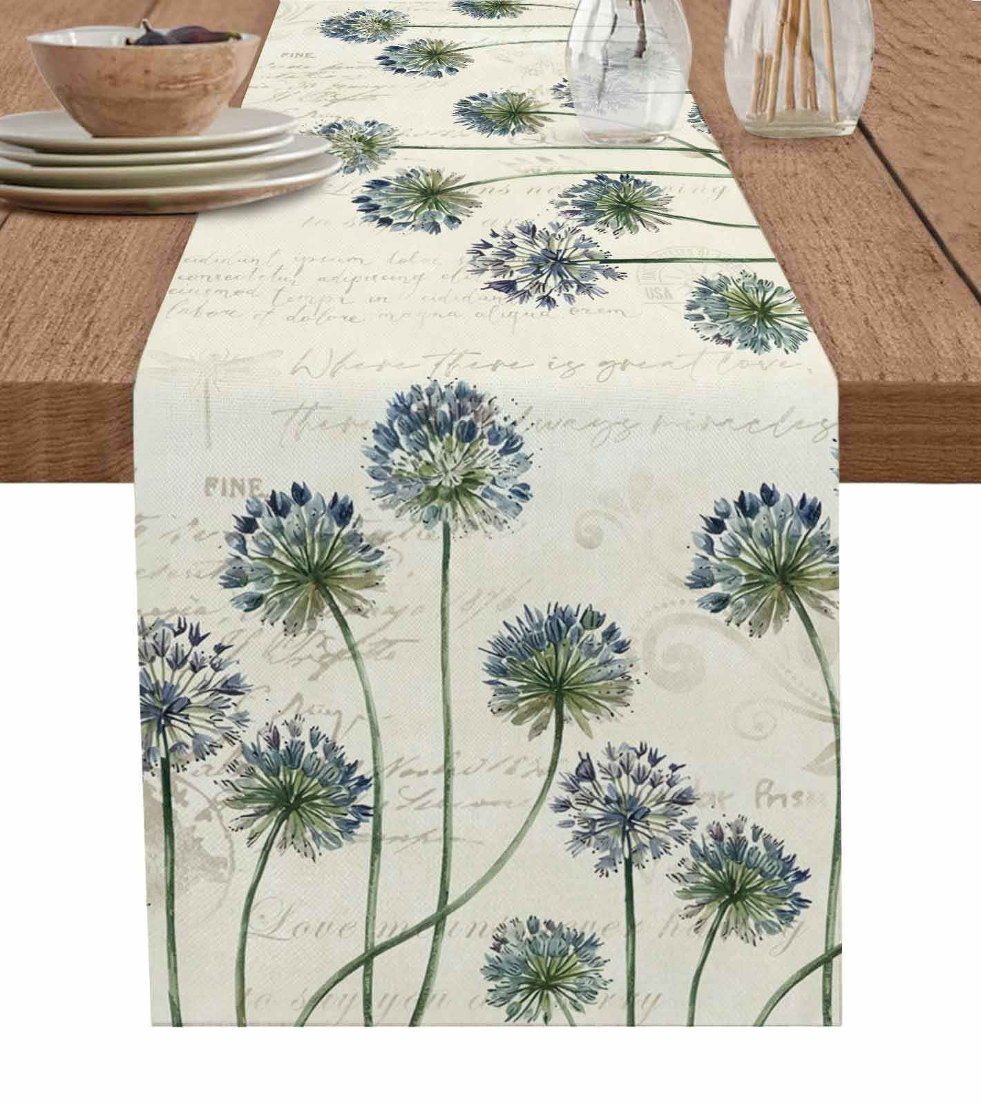 ERUNPONLY Botanical Flowers Table Runner - 70 Inch Long Vintage Rustic ...